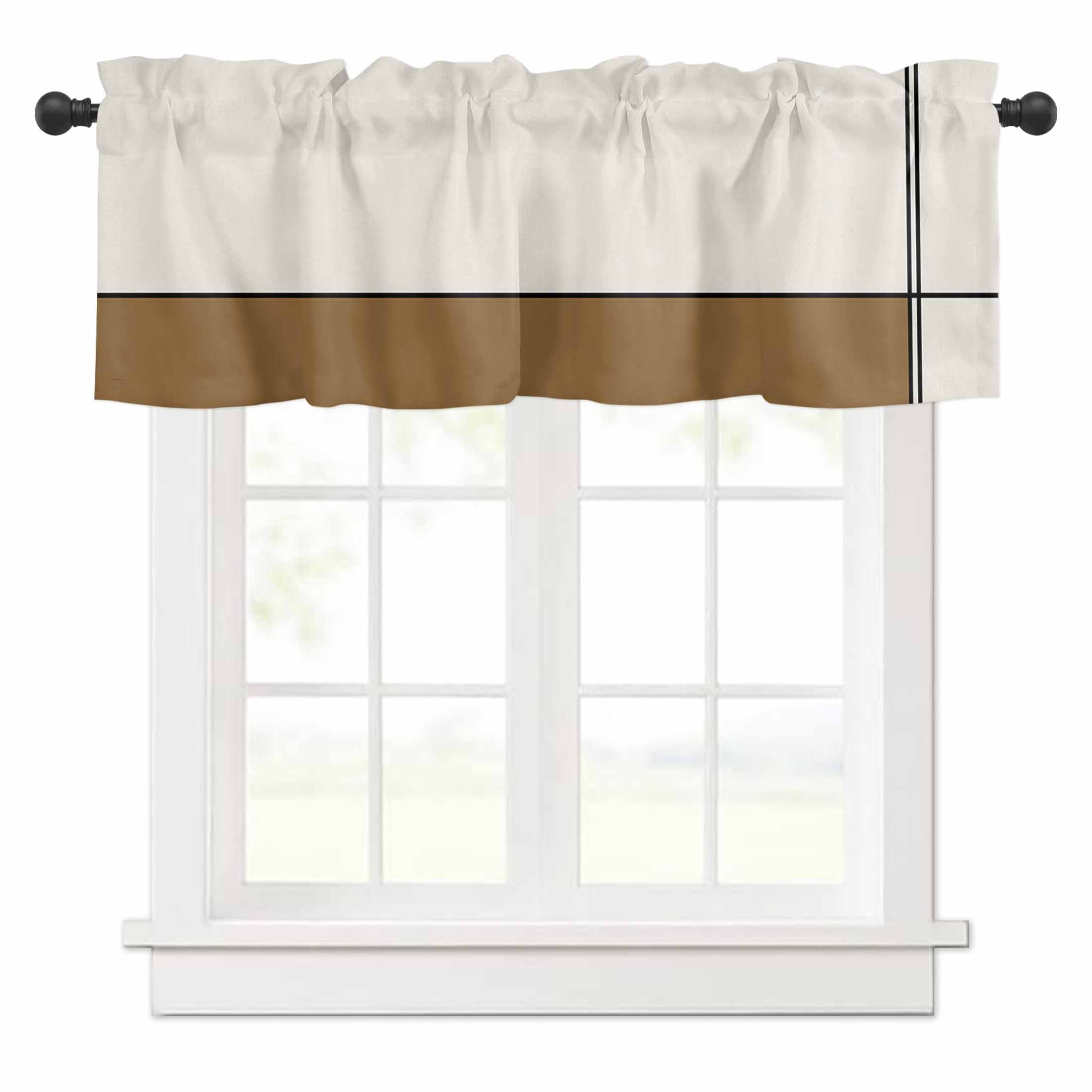 Valances for Windows Abstract Window Valances Rod Pocket Modern Brown ...