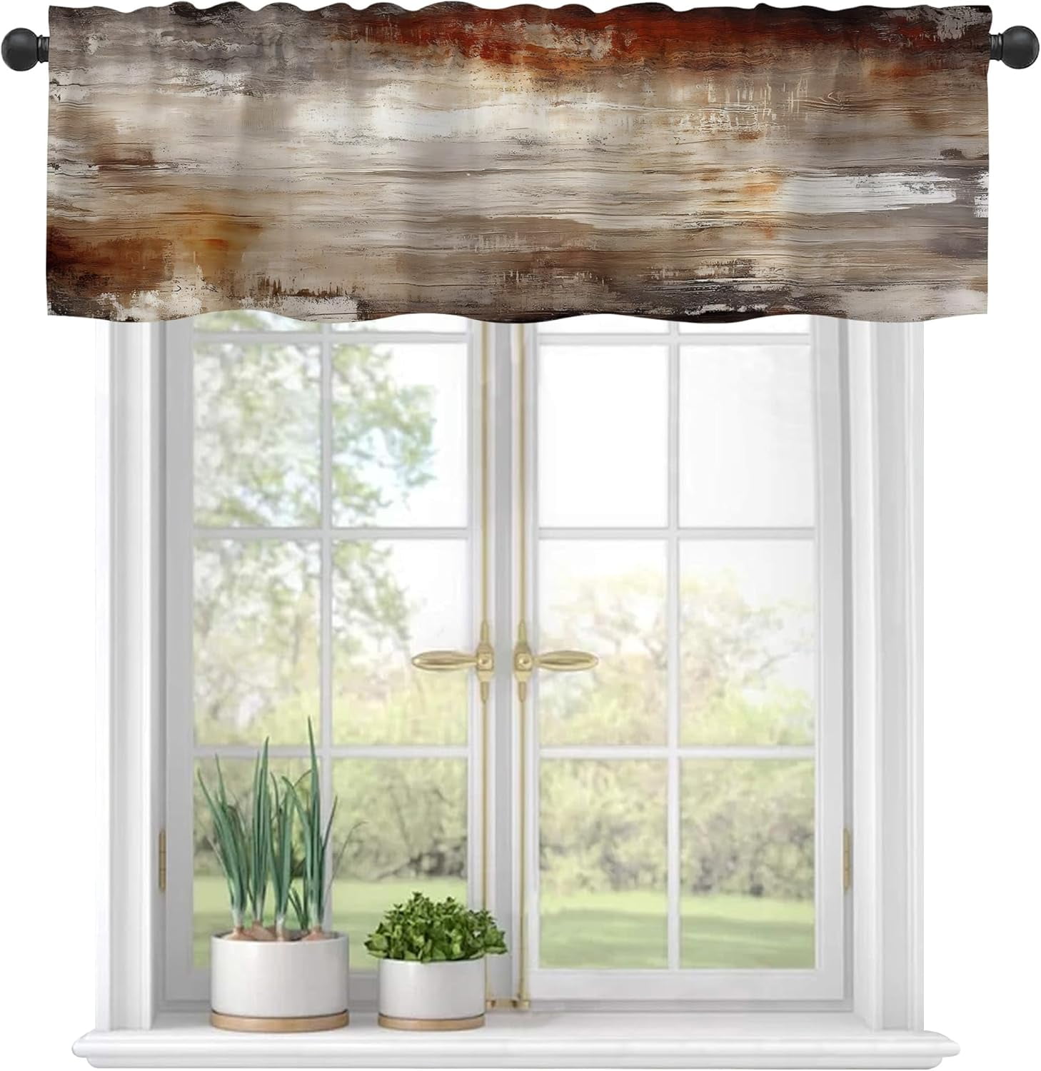 Valances for Windows,Abstract Wooden Planks Texture Semi Sheer Valances ...