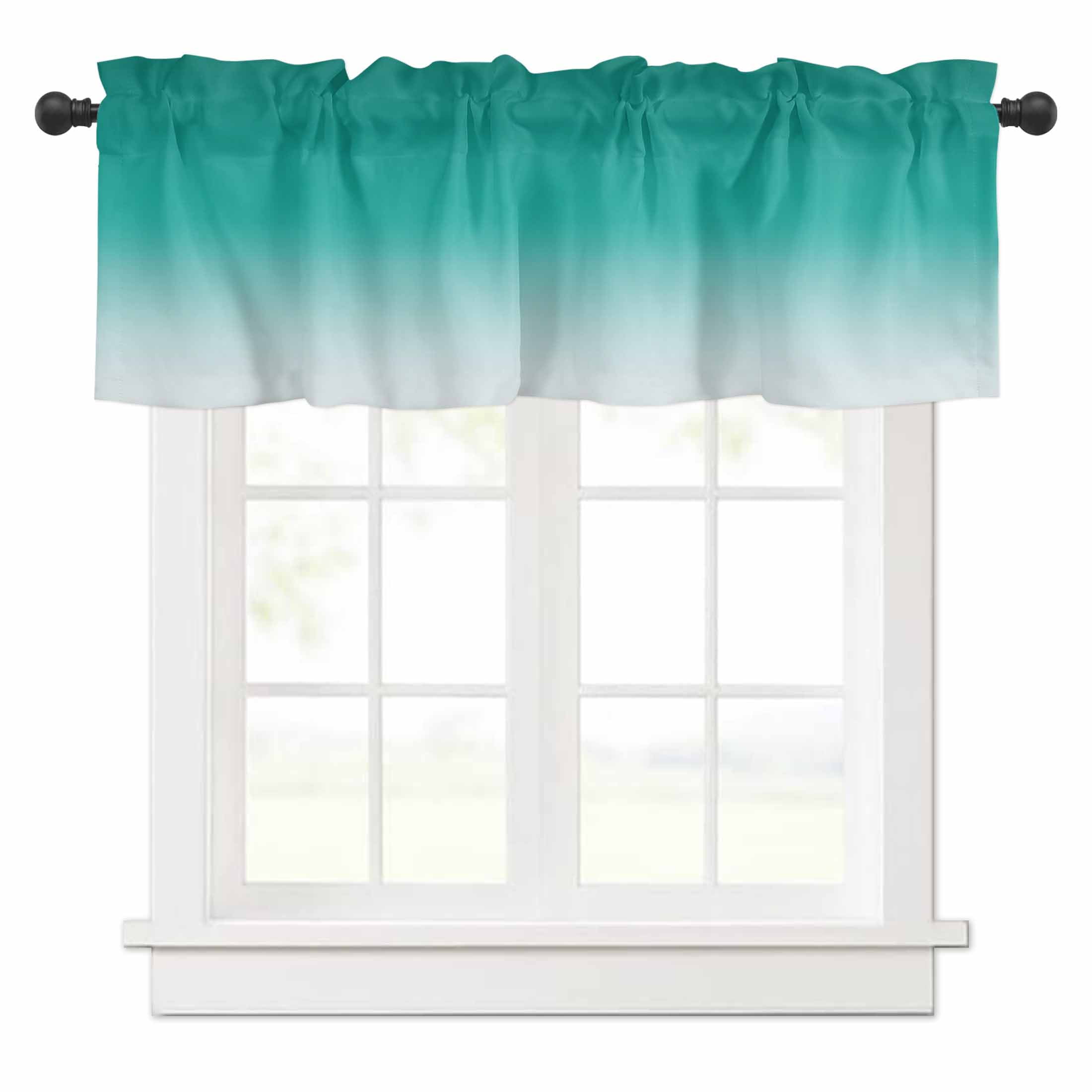 Valances for Windows Aqua Green Ombre Window Valances Rod Pocket ...