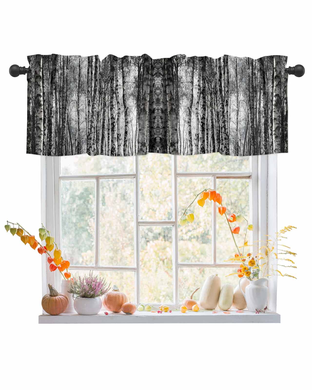Valances for Windows, Autumn Forest Vintage Trunk Fall Tree Retro Plant ...