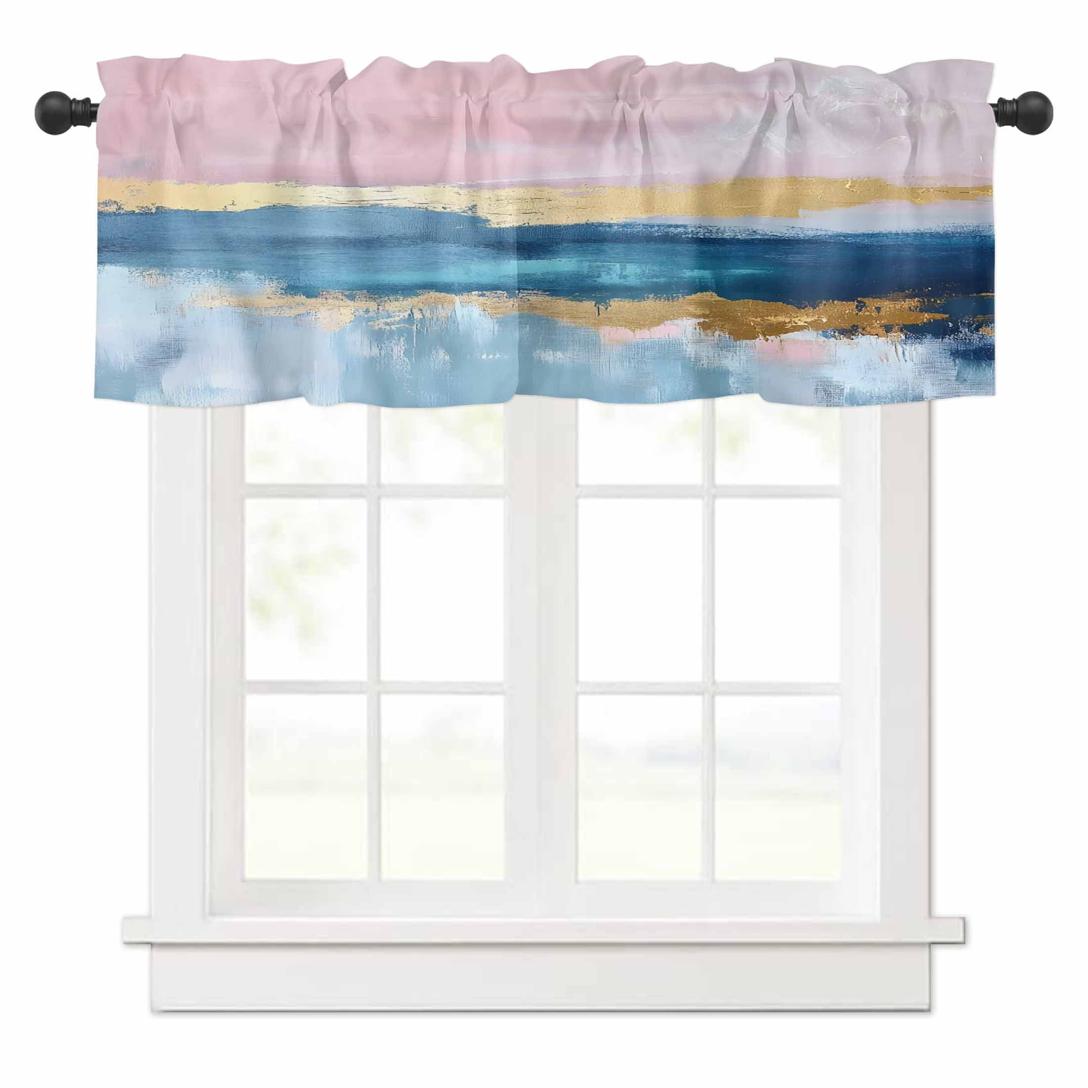 Valances for Windows Blue Gold Abstract Oil Painting Modern ...