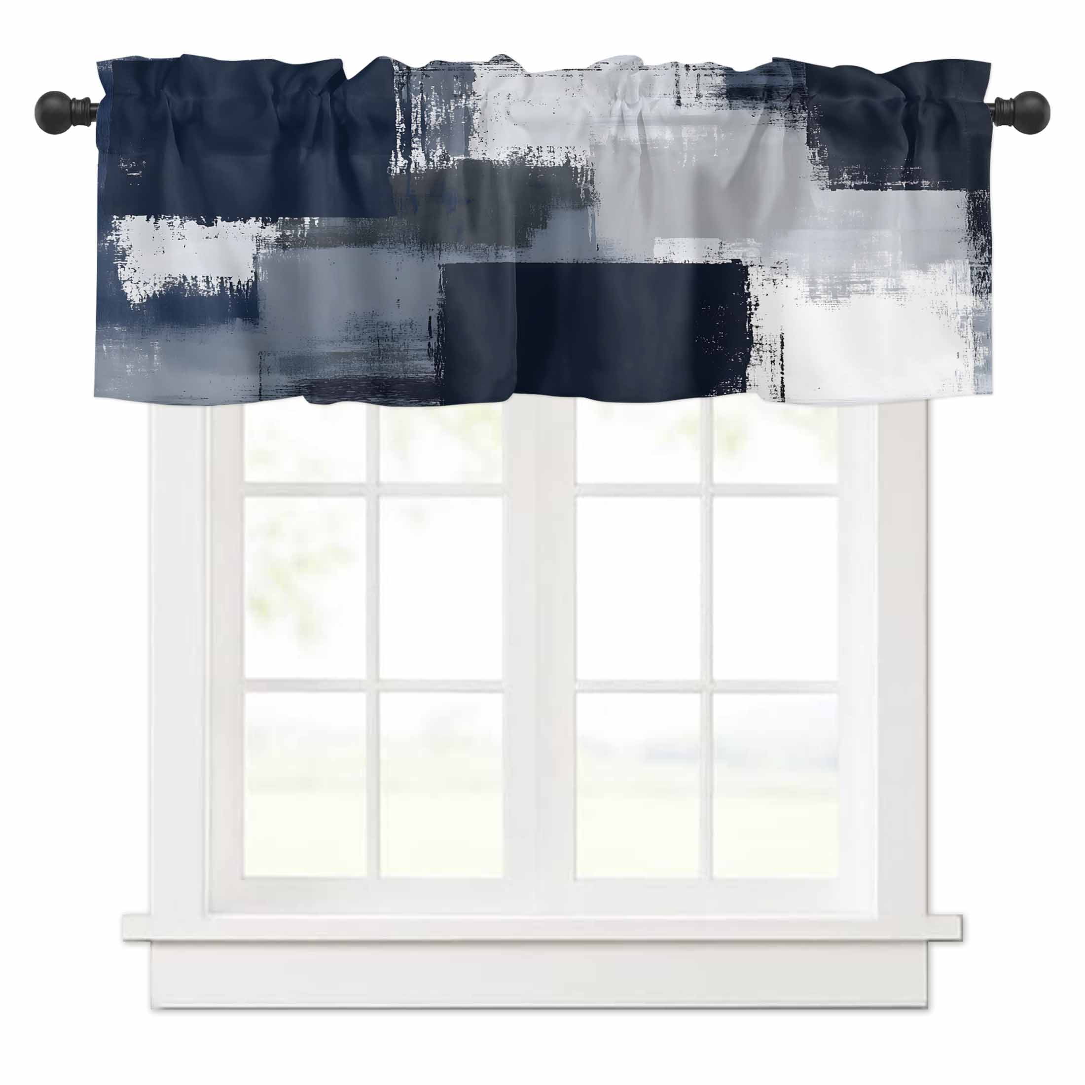 Valances for Windows Blue Grey Graffiti Art Abstract Color Block ...