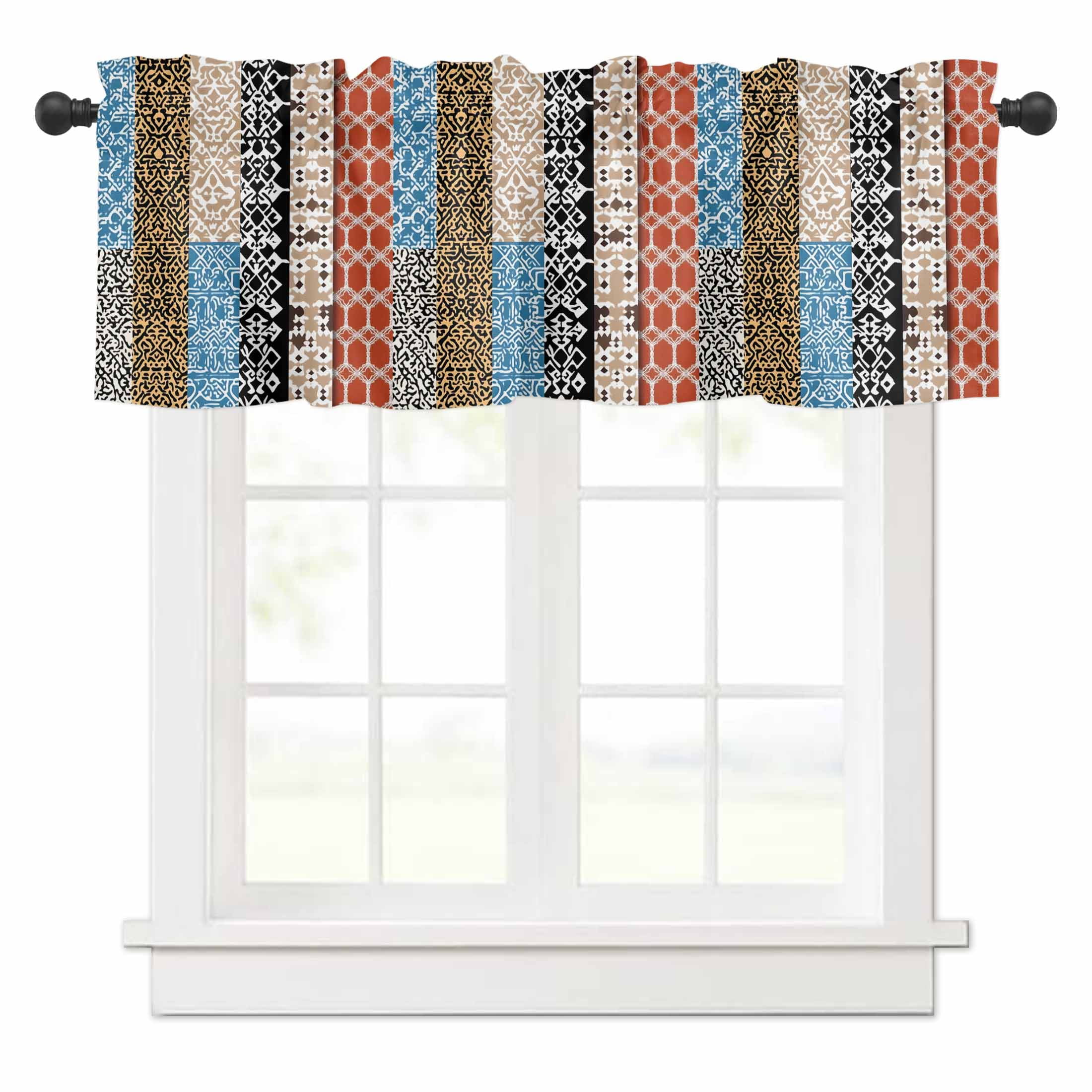 Valances for Windows Bohemian Patterns Colored Seamless Stitching ...