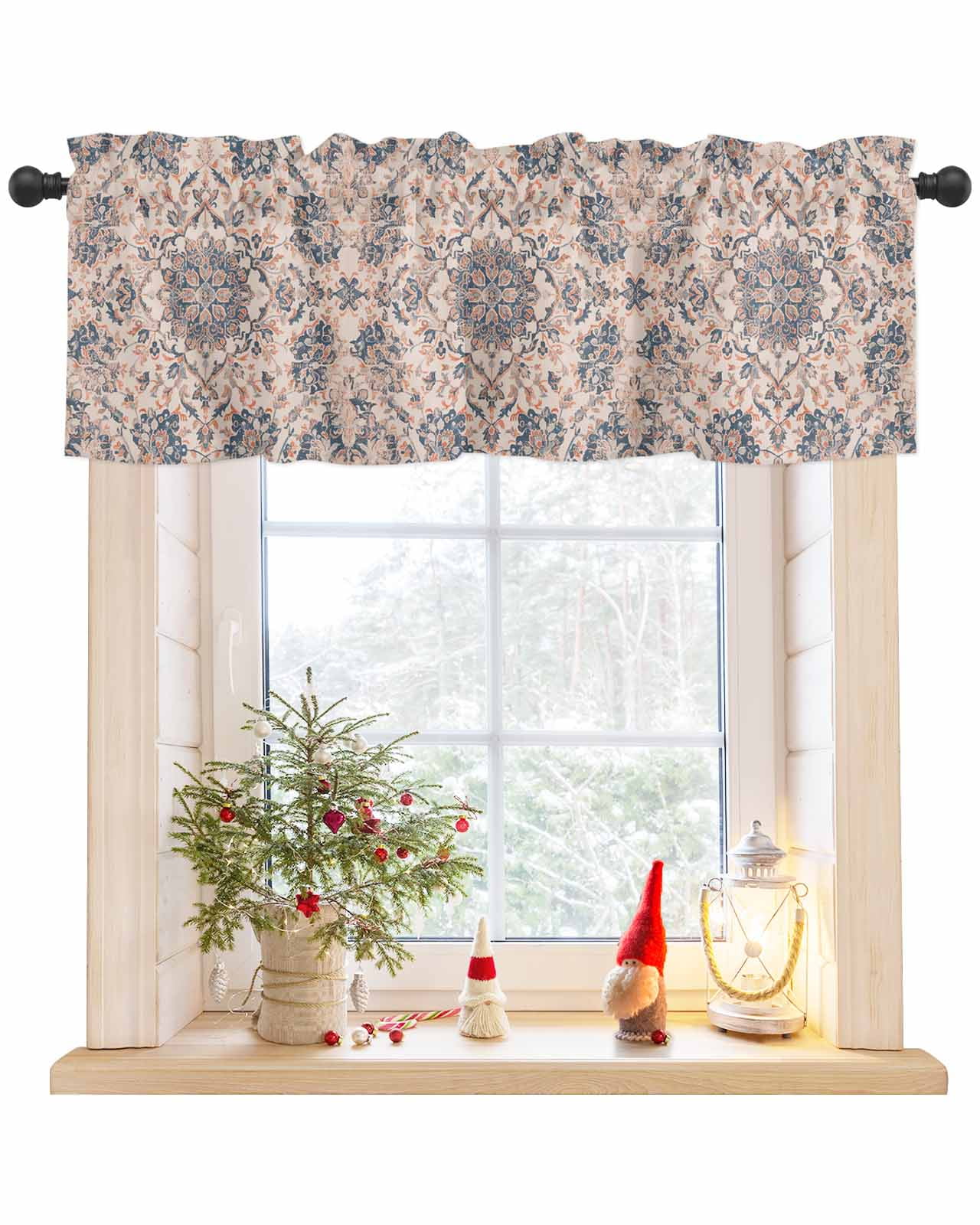 Valances for Windows, Boho Tribal Vintage Style Abstract Flowers Rod ...