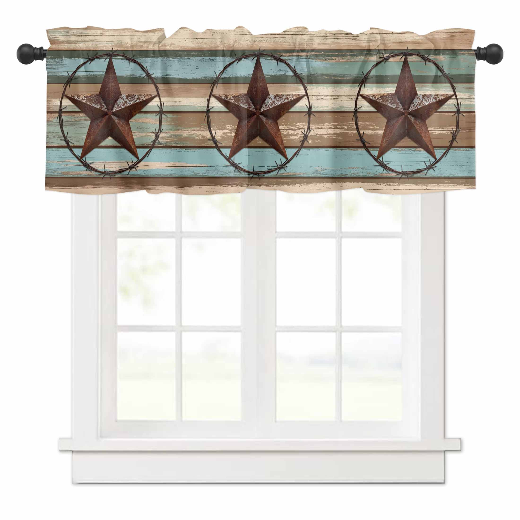 Valances for Windows Country Star Farmhouse Window Valances Rod Pocket ...