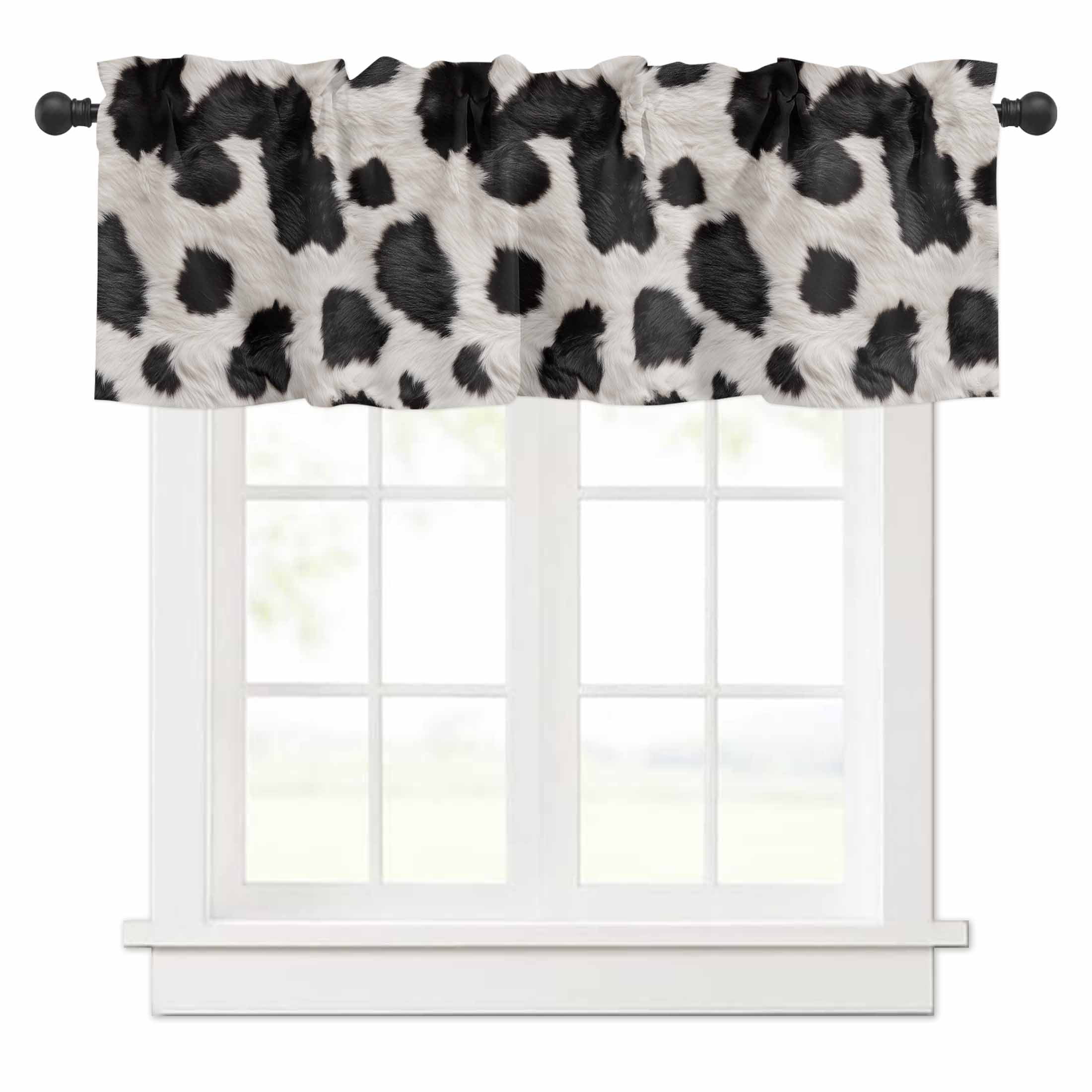 Valances for Windows Cow Spots Fluffy Hair Animal Skin Valance Rod ...