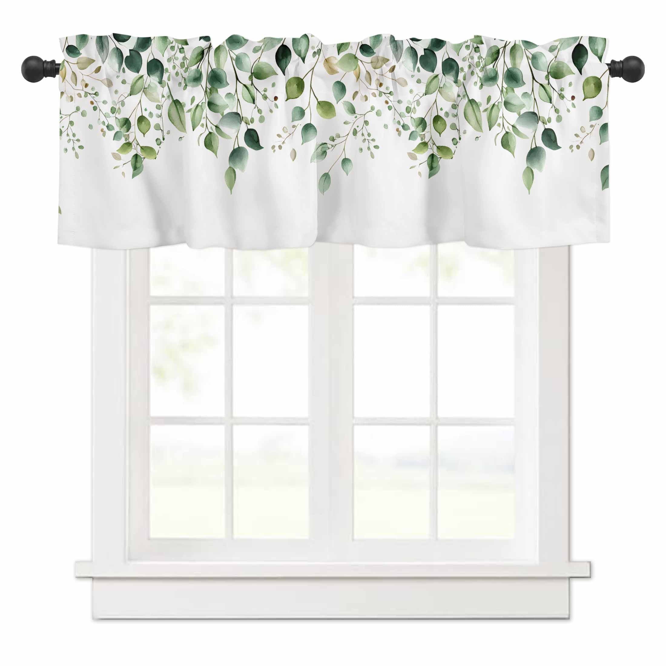 Valances for Windows Eucalyptus Leaf Country Green Plant Farm Valance ...