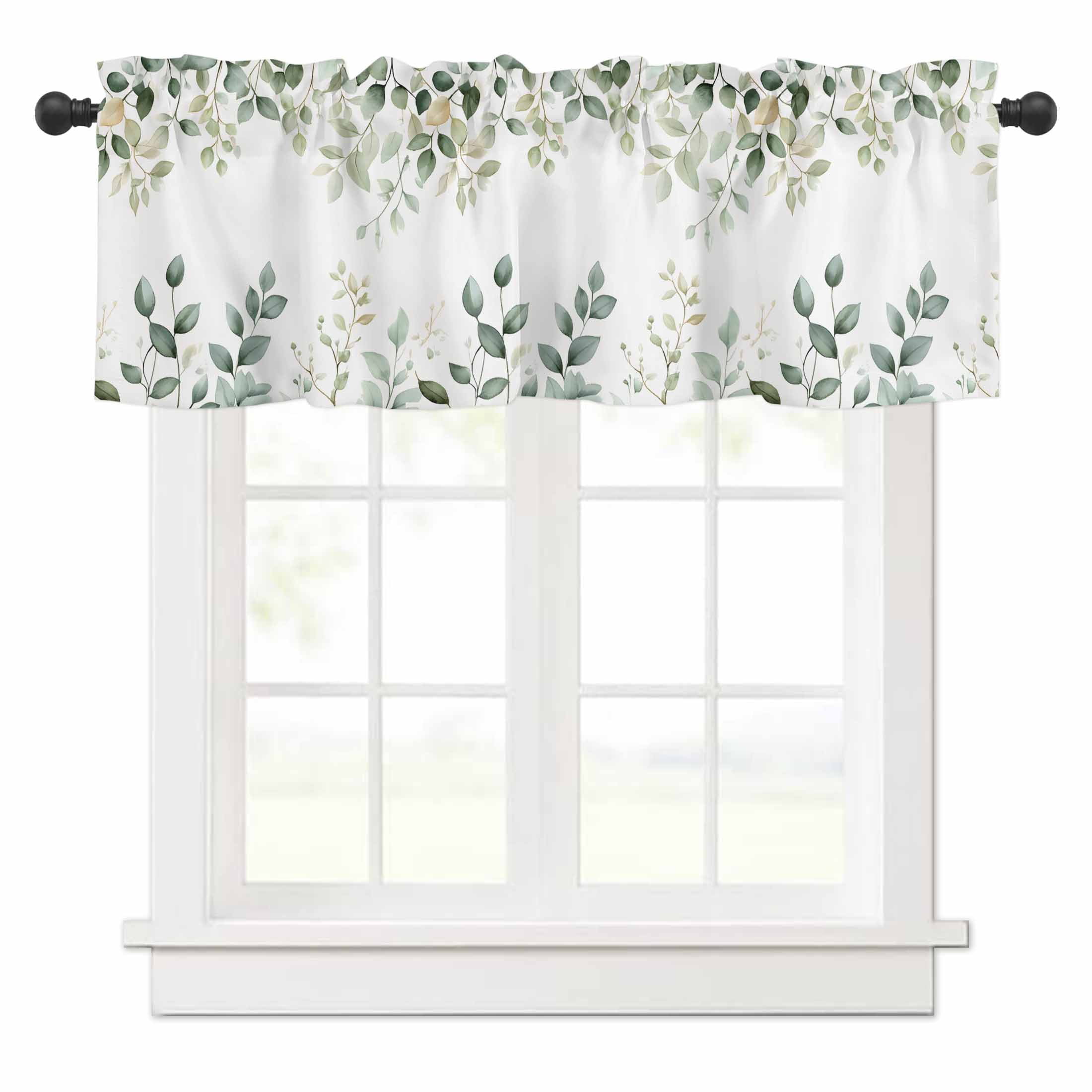 Valances for Windows Eucalyptus Leaf Country Watercolor Green Plant ...