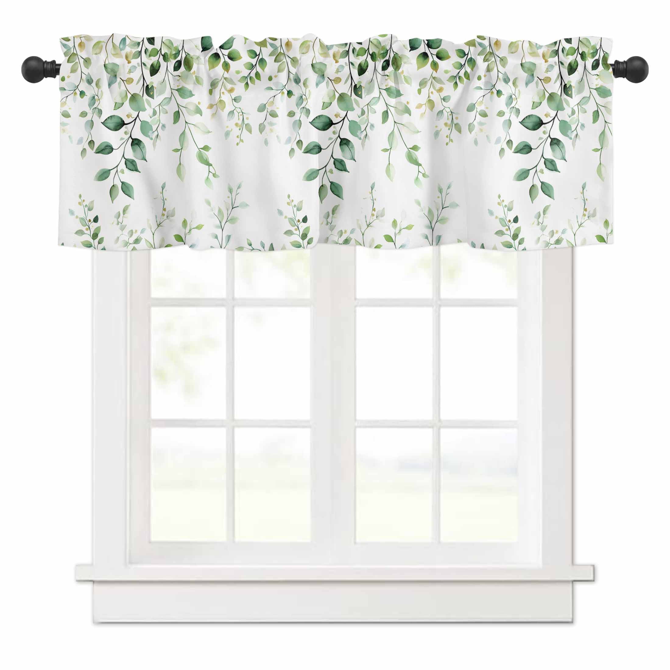 Valances for Windows Eucalyptus Leaf Watercolor Green Plant Country ...