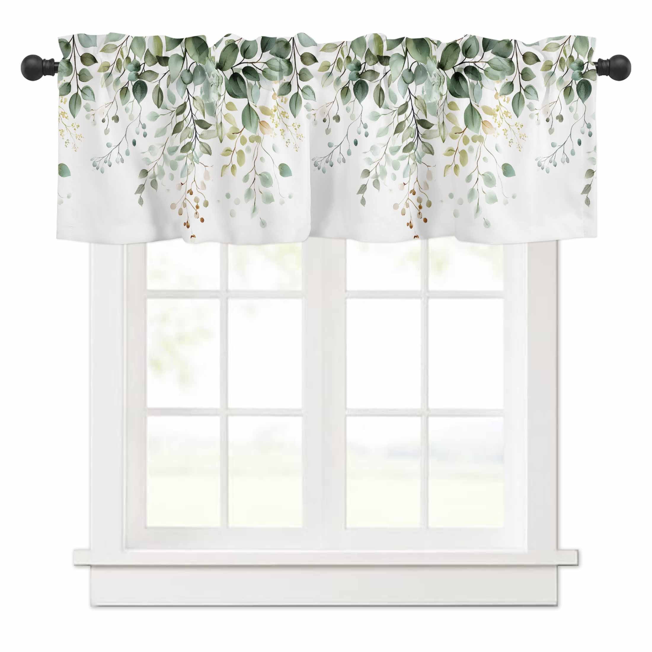 Valances for Windows Eucalyptus Leaf Watercolor Green Plant Farm ...