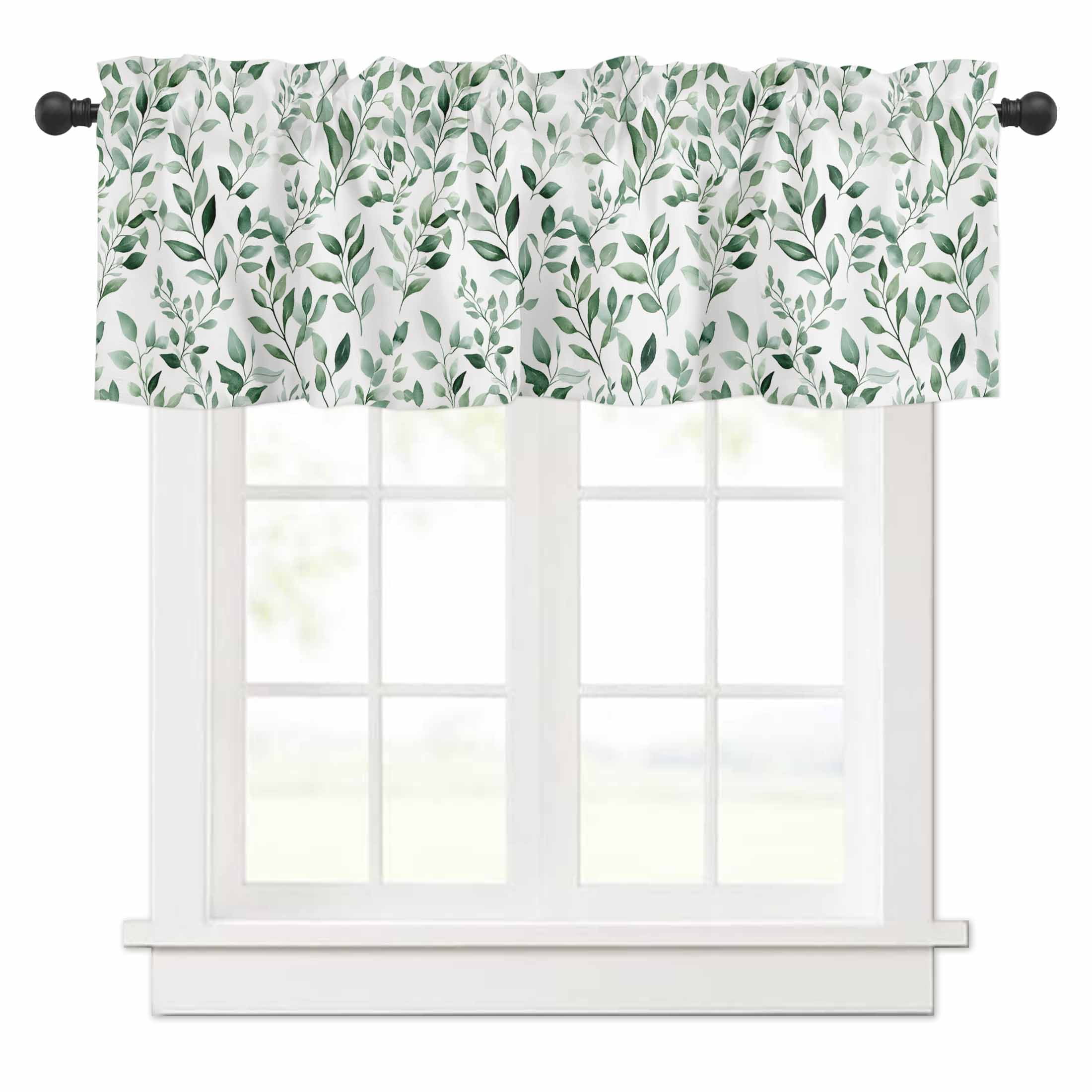 Valances for Windows Eucalyptus Leaves Watercolor Green Plant Leaf ...