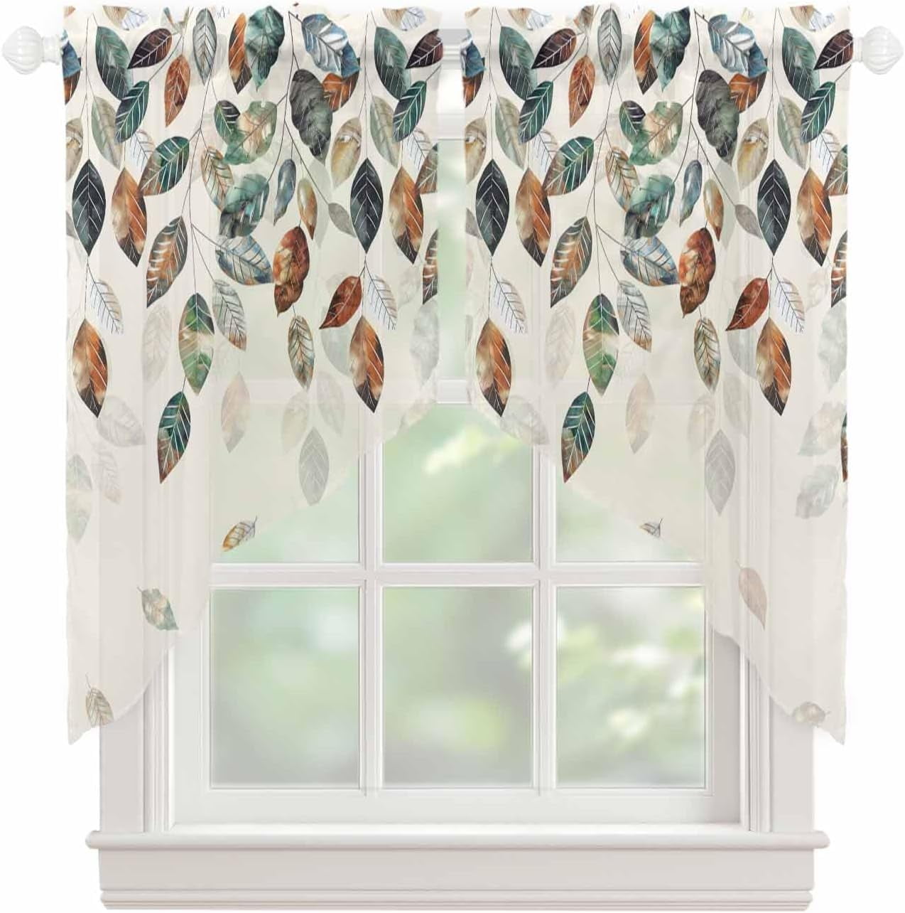 Valances for Windows Fall Thanksgiving Blue Green Plants Eucalyptus ...