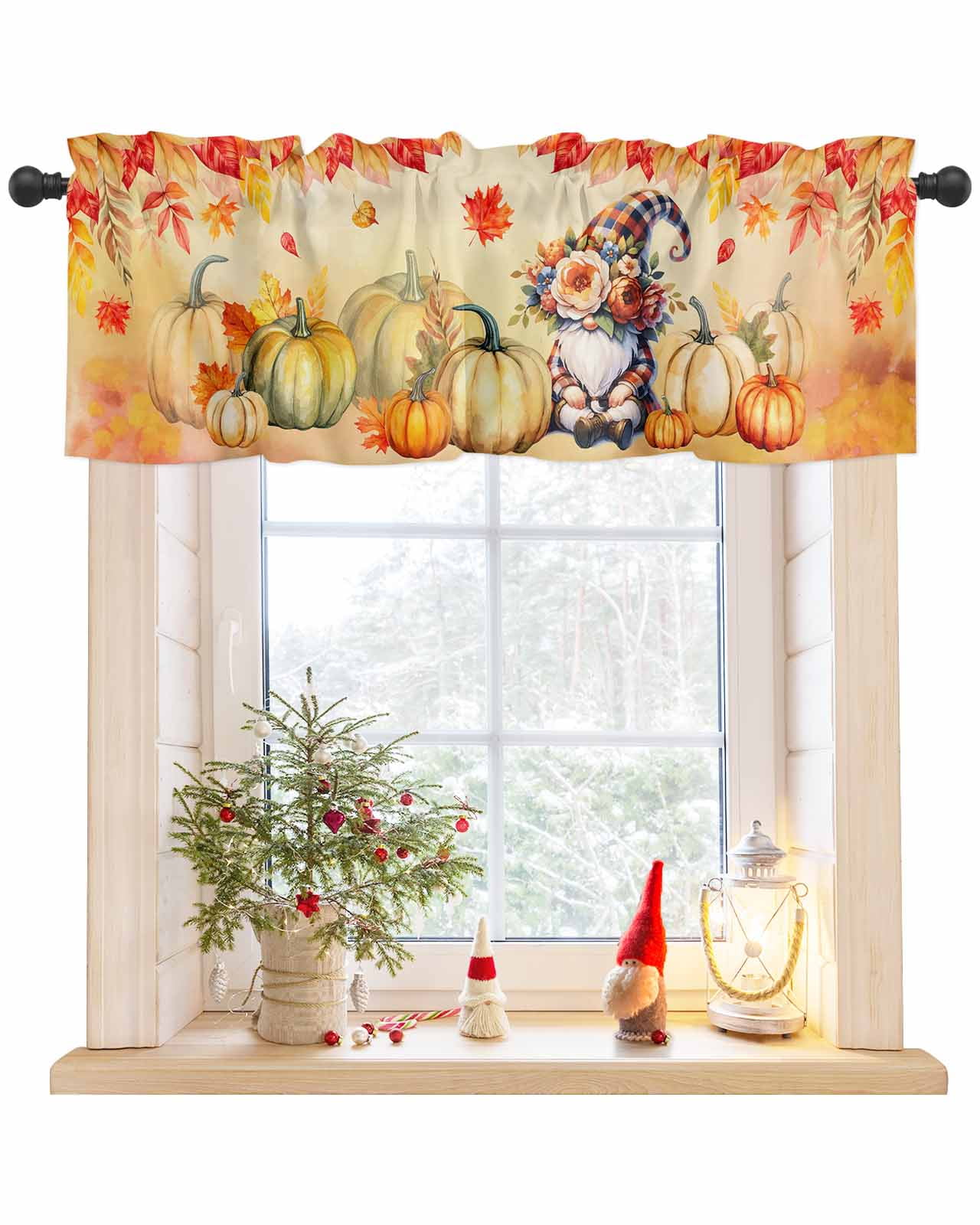 Valances for Windows, Fall Thanksgiving Country Pumpkin Ginkgo Biloba ...