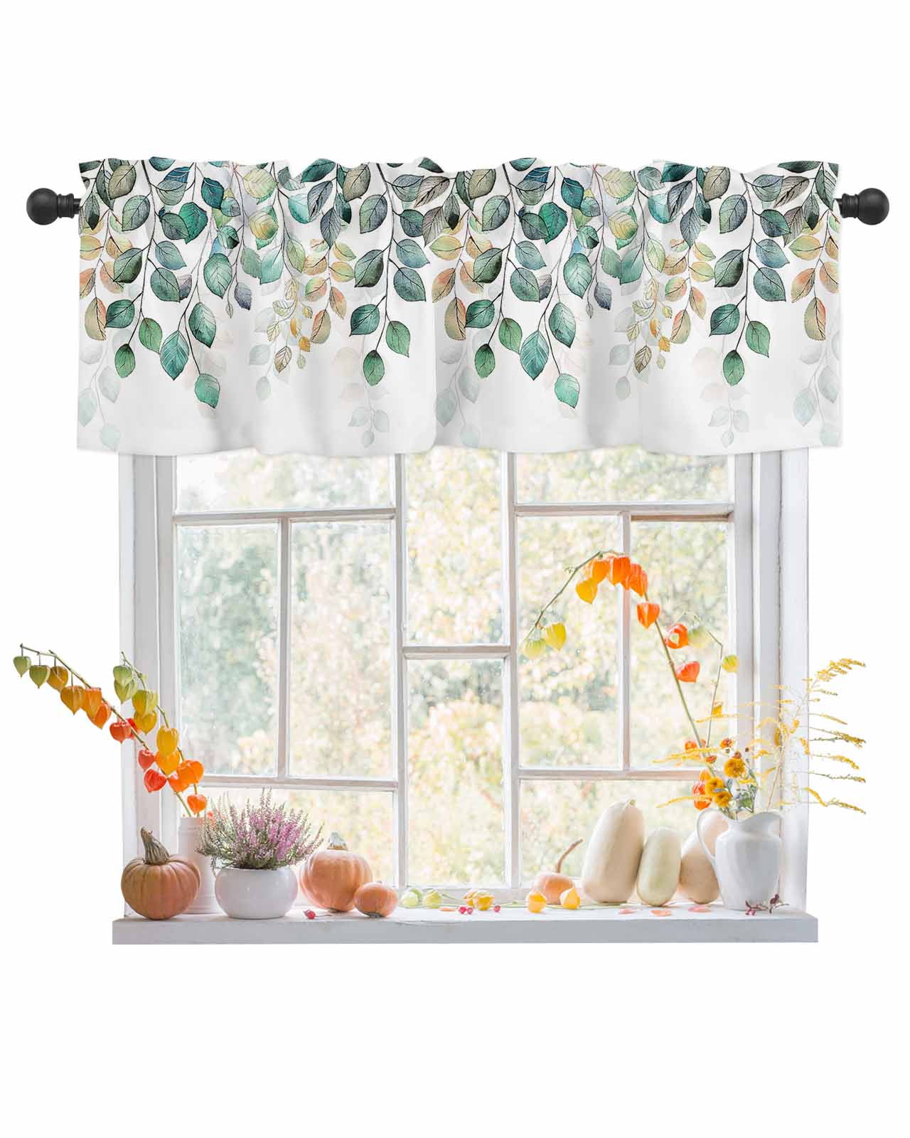 Valances for Windows Fall Thanksgiving Plants Autumn Eucalyptus Leaves ...