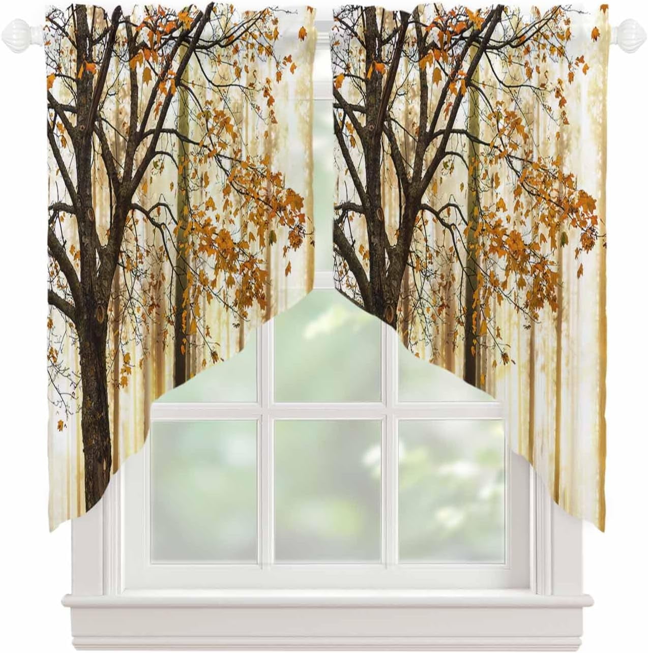 Valances for Windows Fall Yellow Leaves on Forest Background Autumn ...