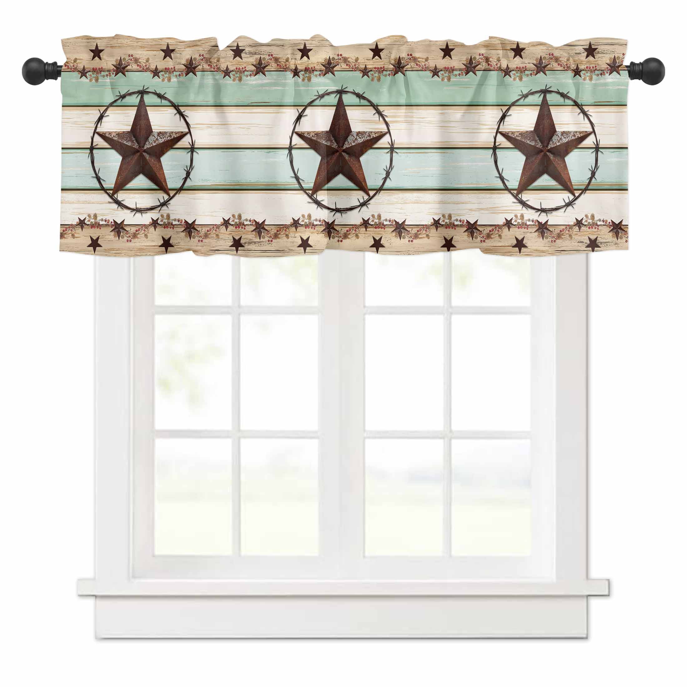 Valances for Windows Farm Star Vintage Wreath Window Valances Rod ...