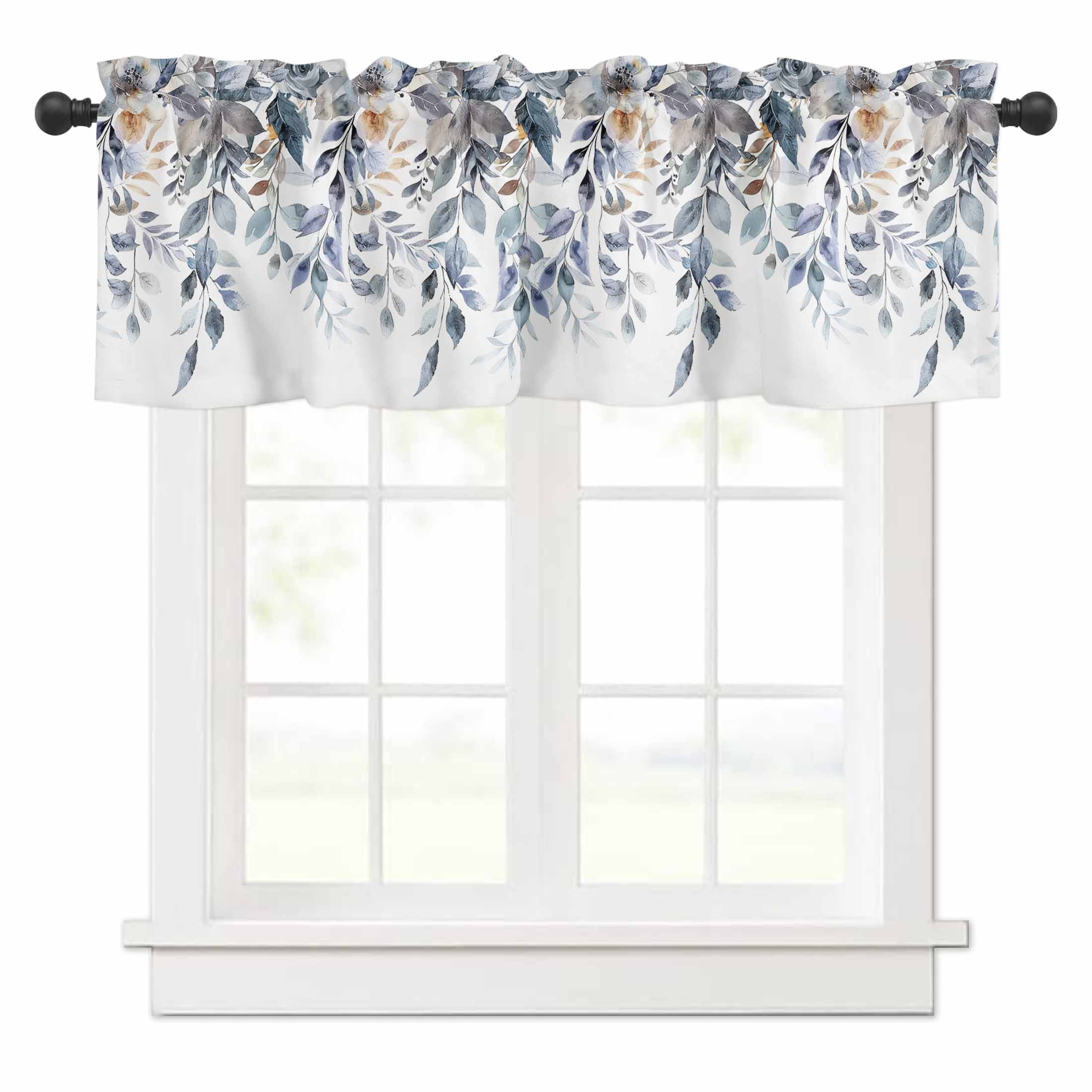 Valances for Windows Floral Leaves Window Valances Rod Pocket Farmhouse ...