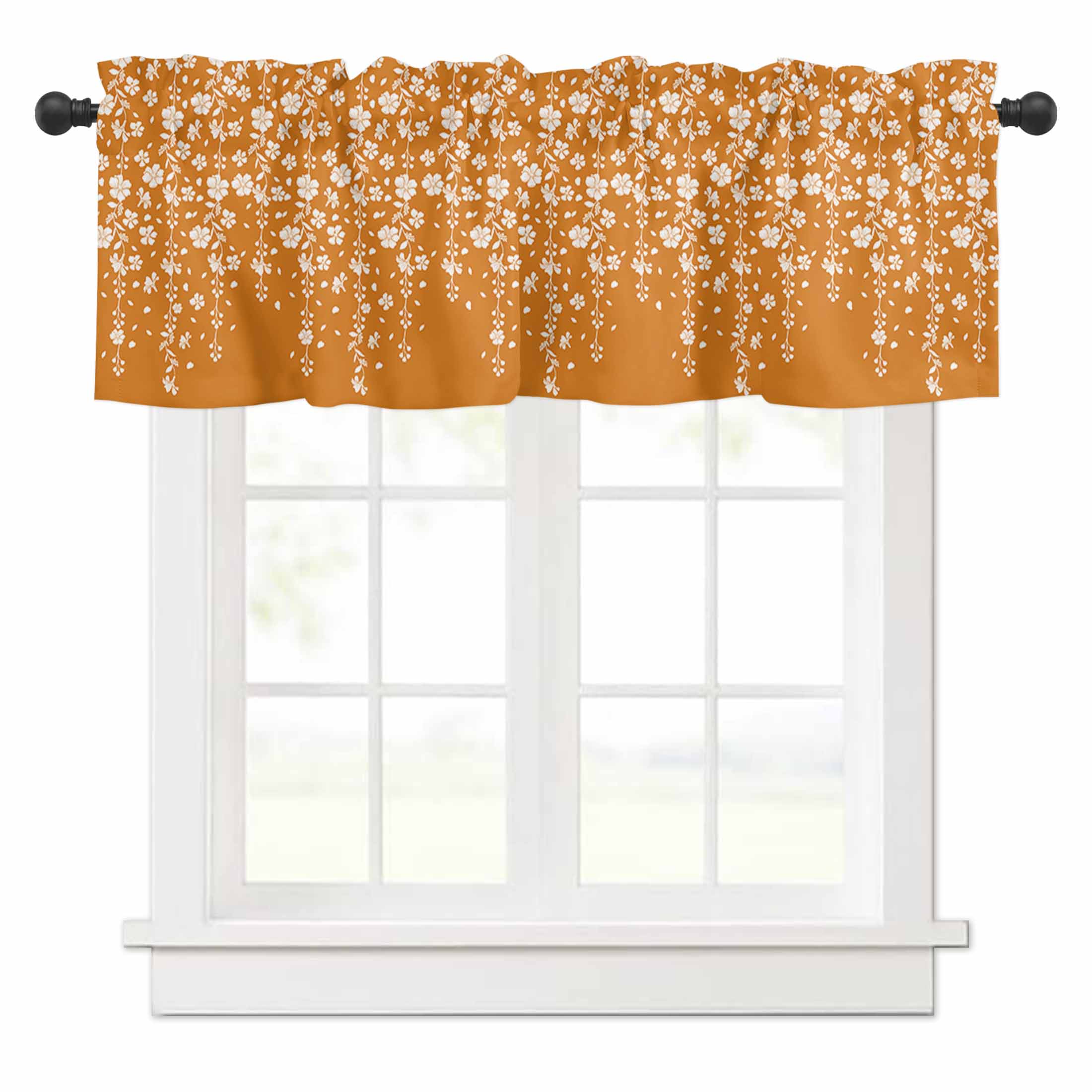 Valances for Windows Floral Orange Window Valances Rod Pocket ...