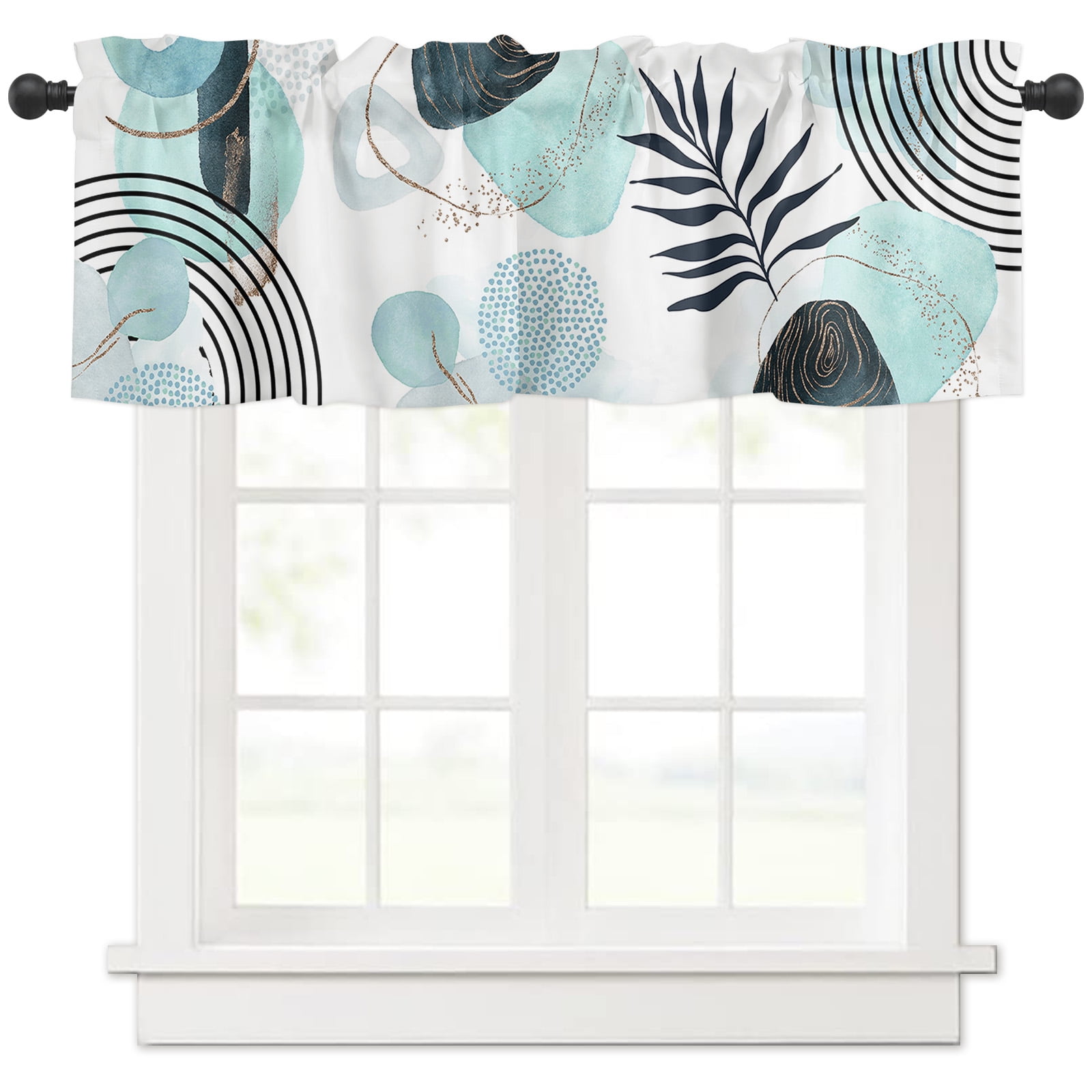 Valances for Windows Funny Abstract Art Watercolor Tropical Leaves Boho ...