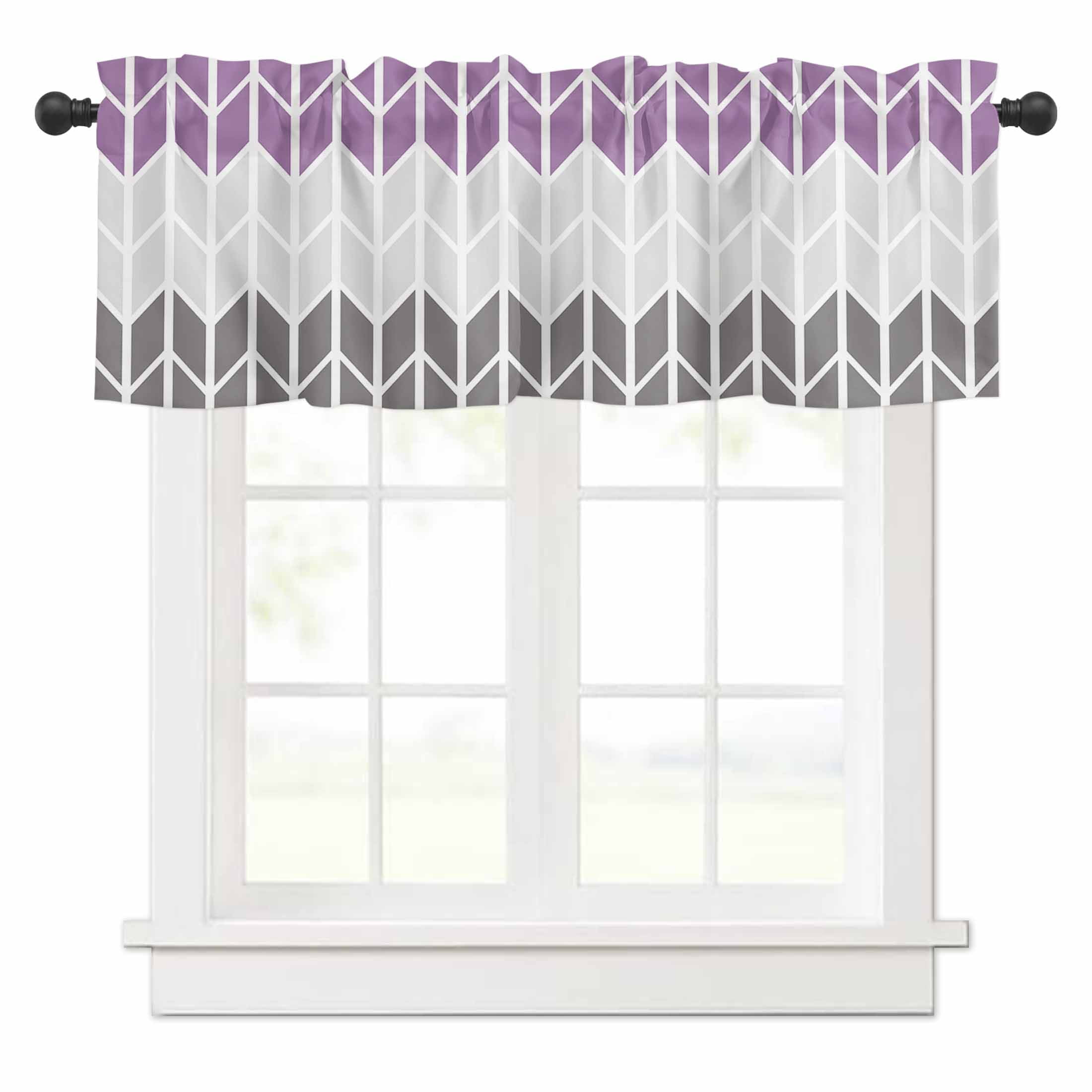 Valances for Windows Geometric Chevron Purple Window Valances Rod ...