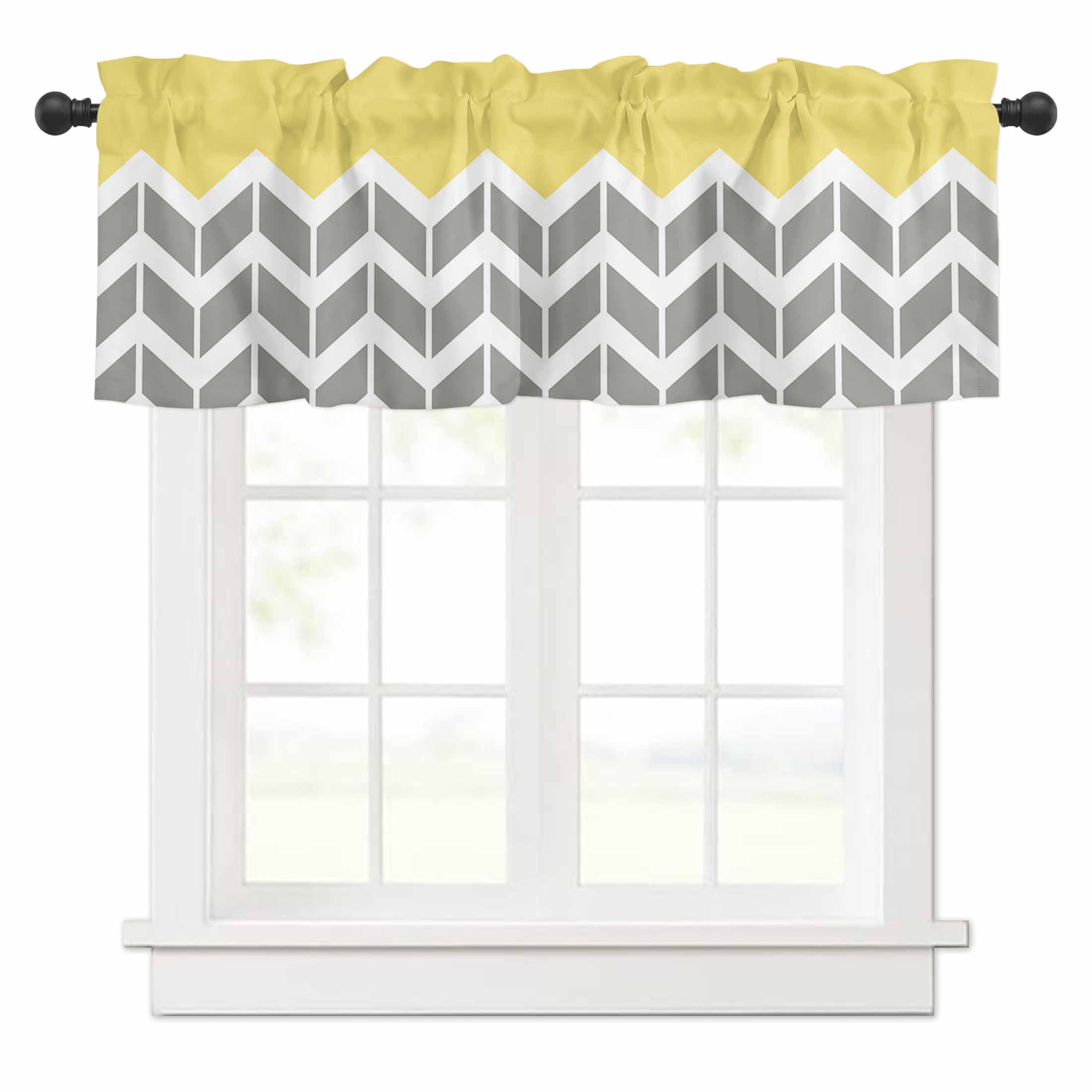Valances for Windows Geometric Chevron Yellow Window Valances Rod ...