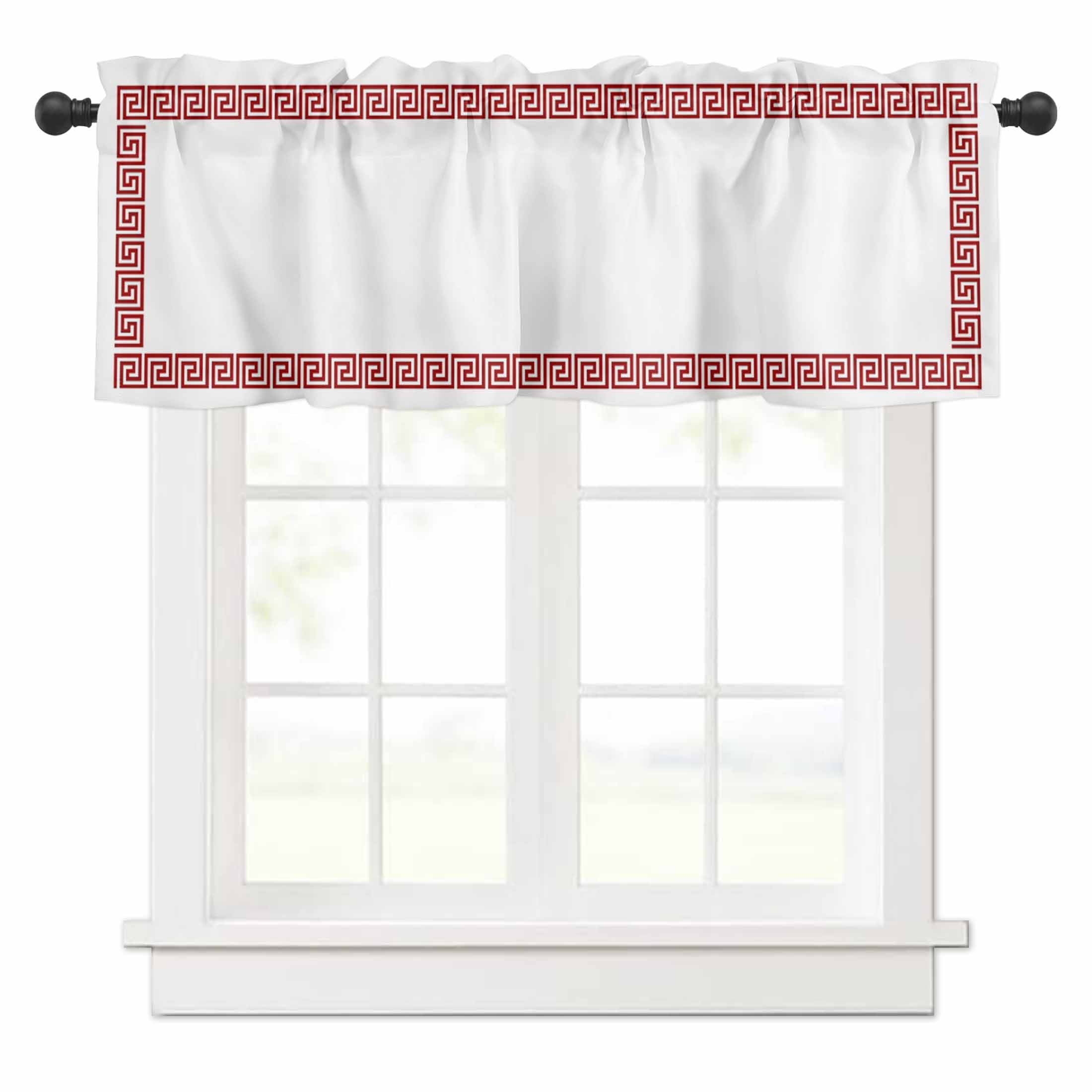 Valances for Windows Geometric Red Greek Key Design Window Valances Rod ...