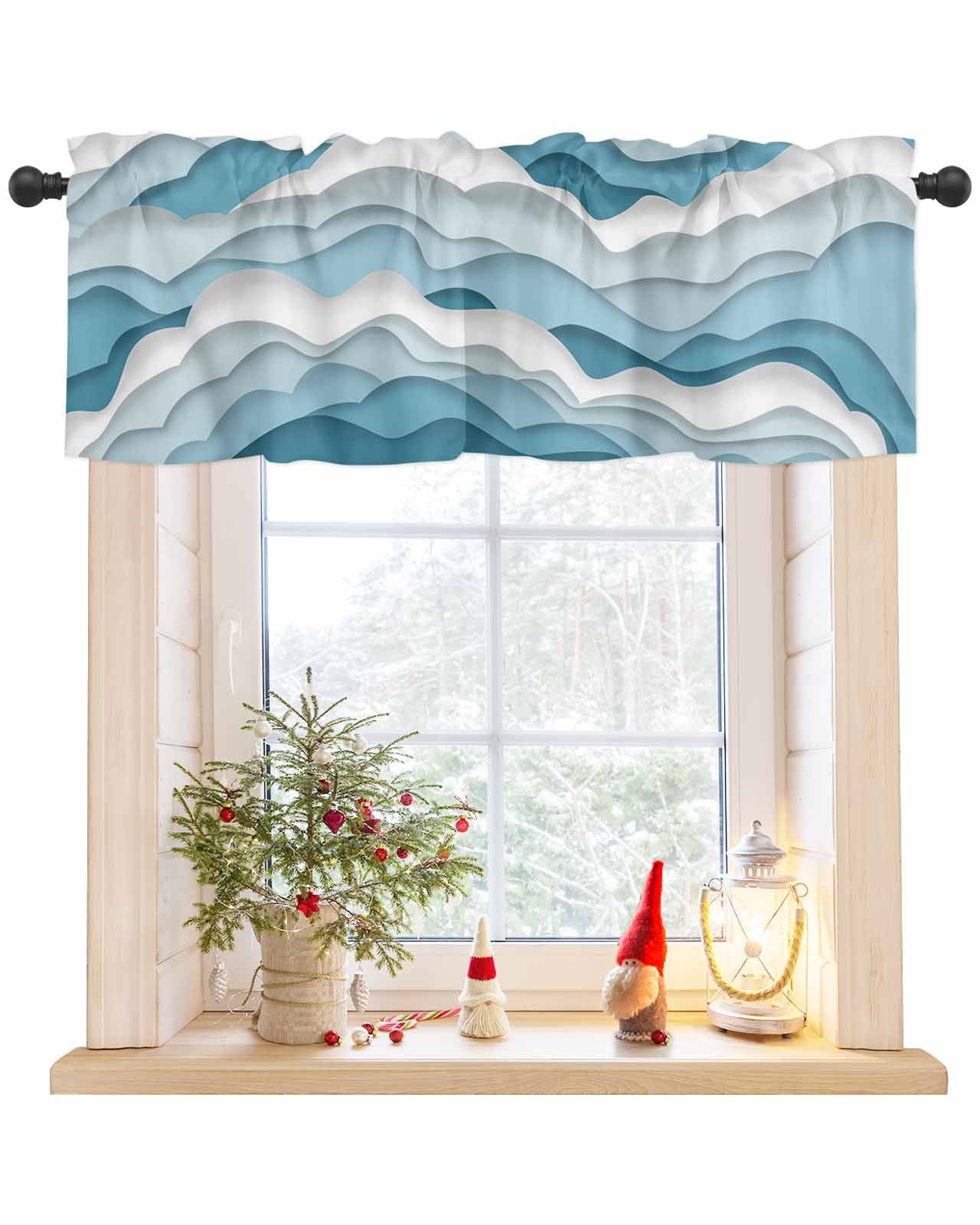 Valances for Windows, Gradient Ocean Waves Blue Gradient Waves Rod ...
