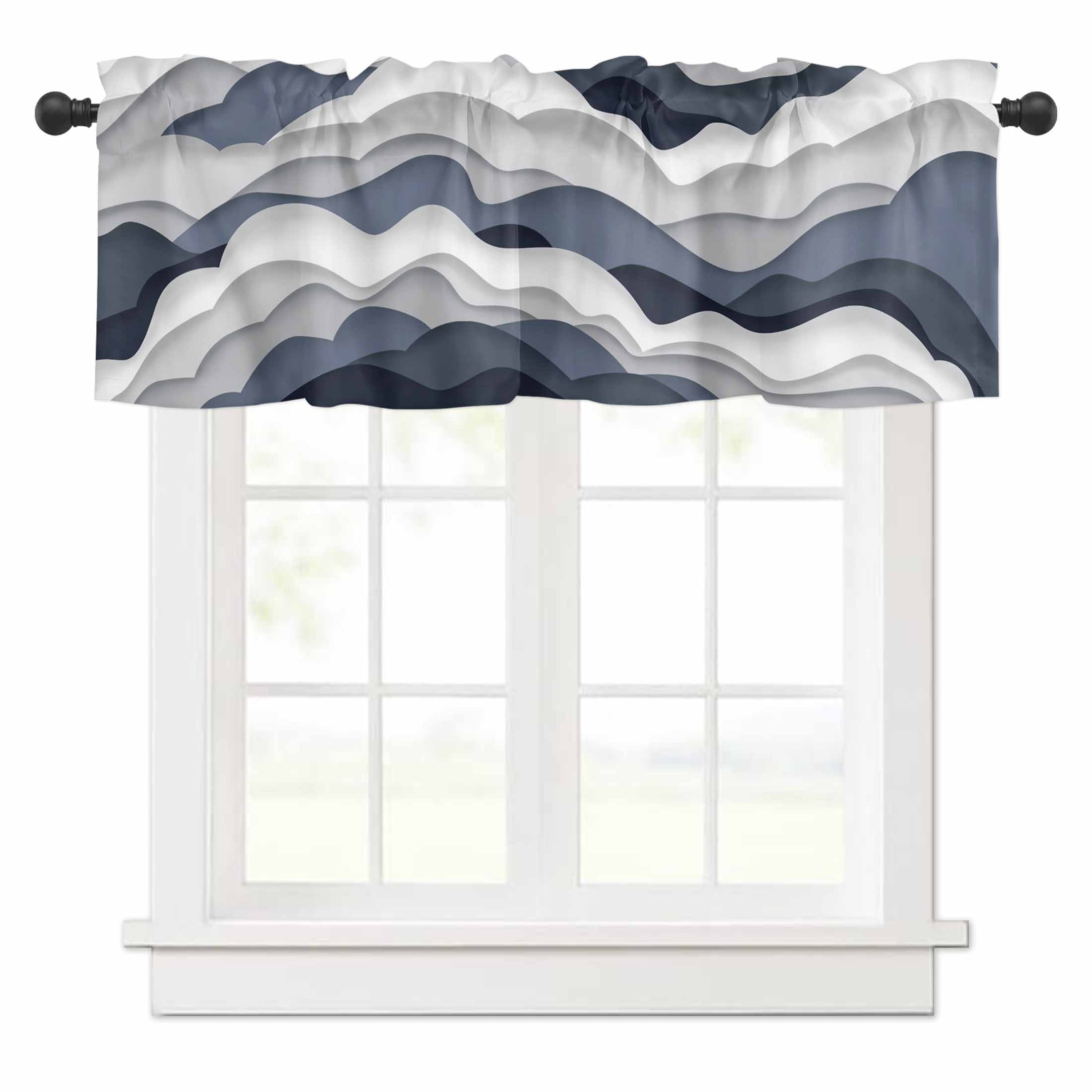 Valances for Windows Gradient Ocean Waves Dark Blue Gradient Waves ...