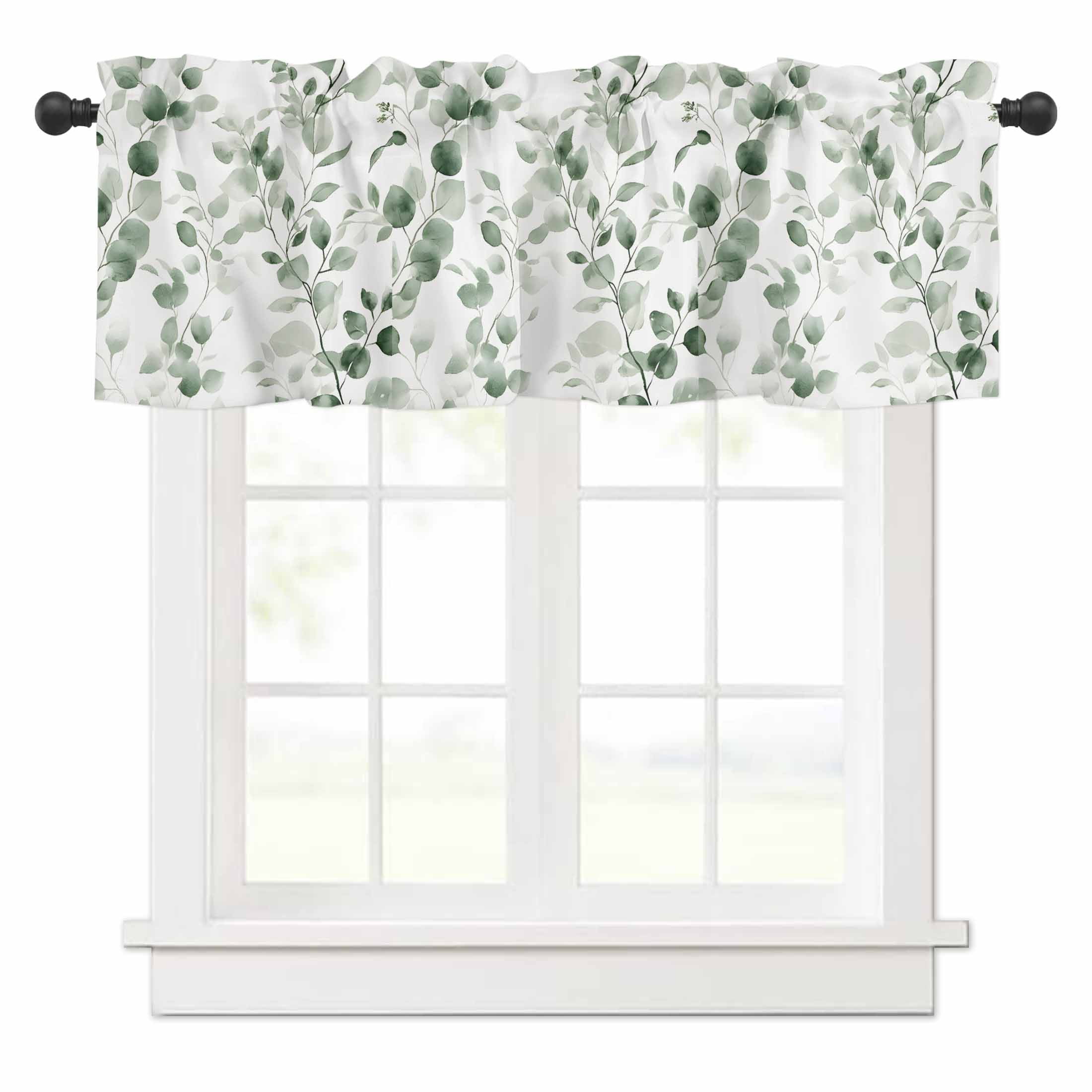 Valances for Windows Green Eucalyptus Leaf Watercolor Farm Plant ...