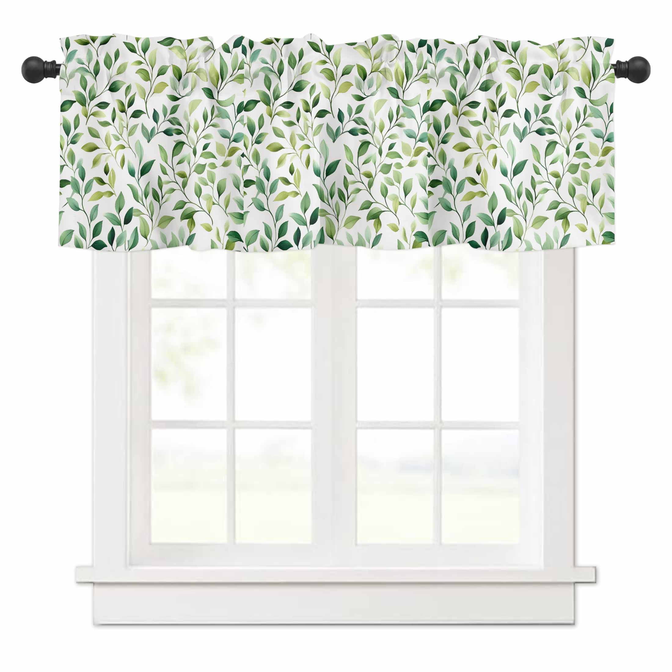 Valances for Windows Green Eucalyptus Leaf Watercolor Plant Farmhouse ...