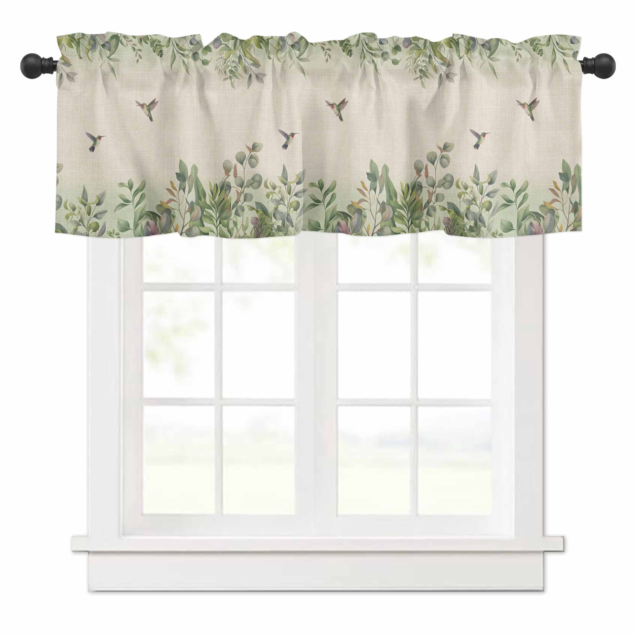 Valances for Windows Green Flowers Floral Bird Window Valances Rod ...