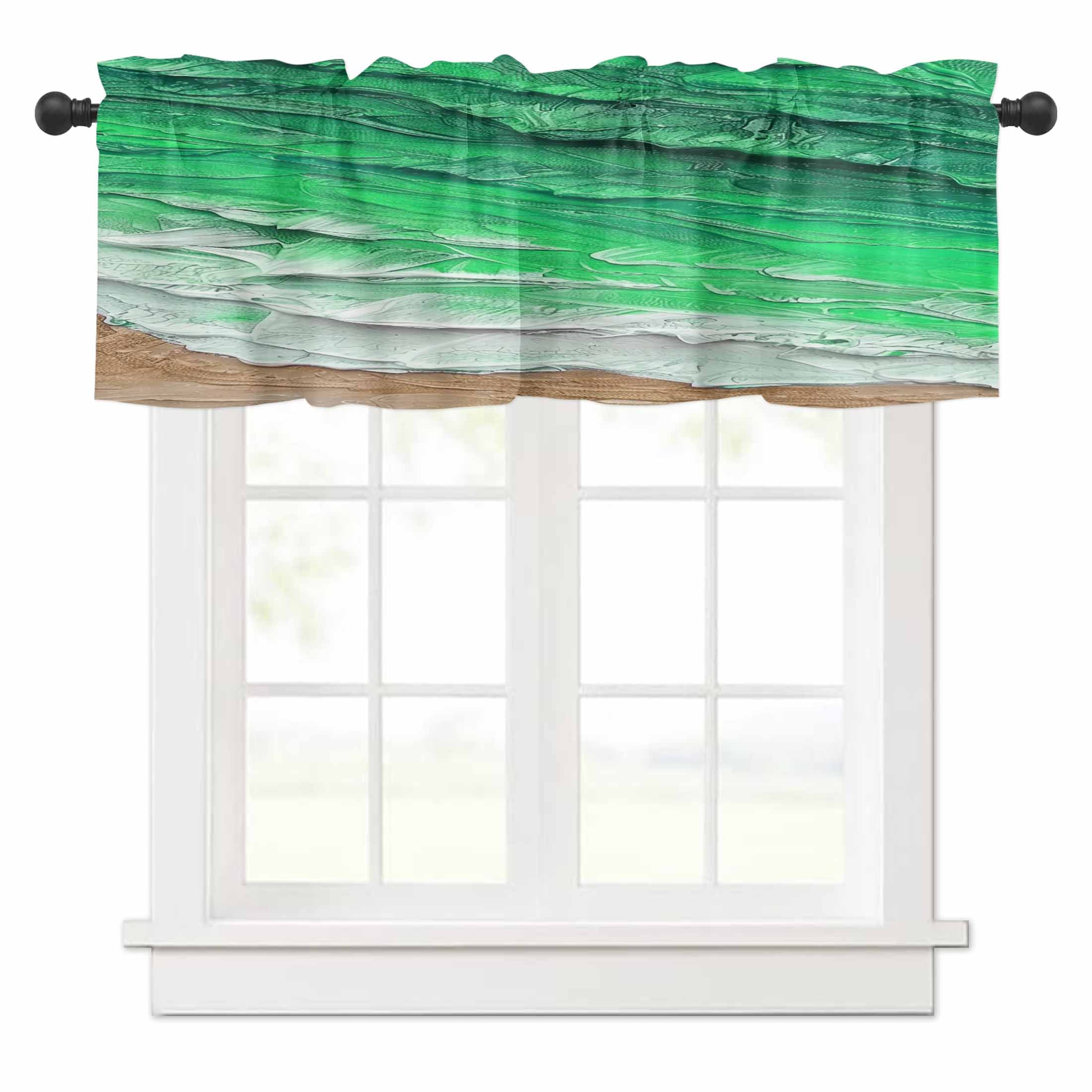 Valances for Windows Green Ocean Wave Window Valances Rod Pocket ...