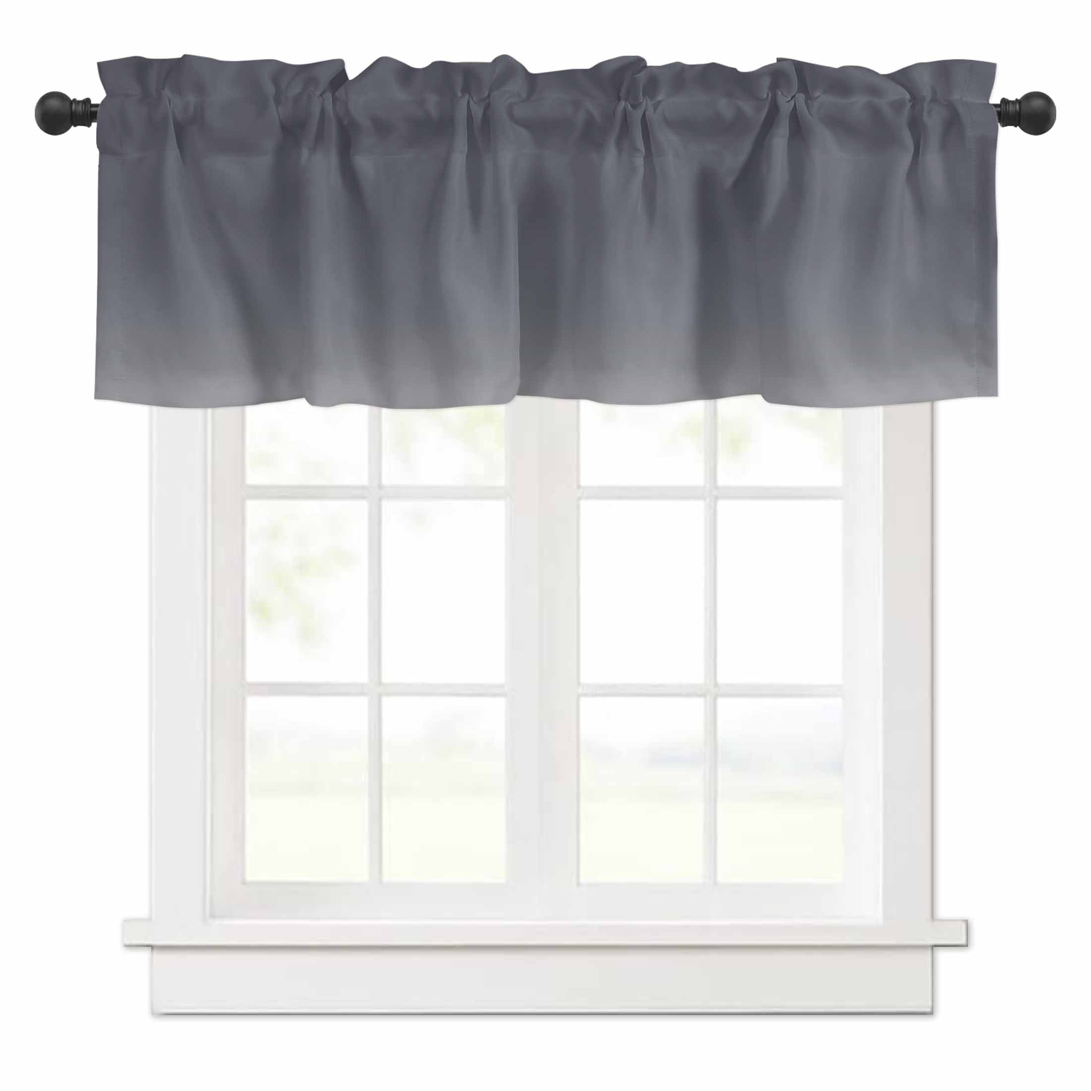 Valances for Windows Grey Ombre Window Valances Rod Pocket Gradient ...