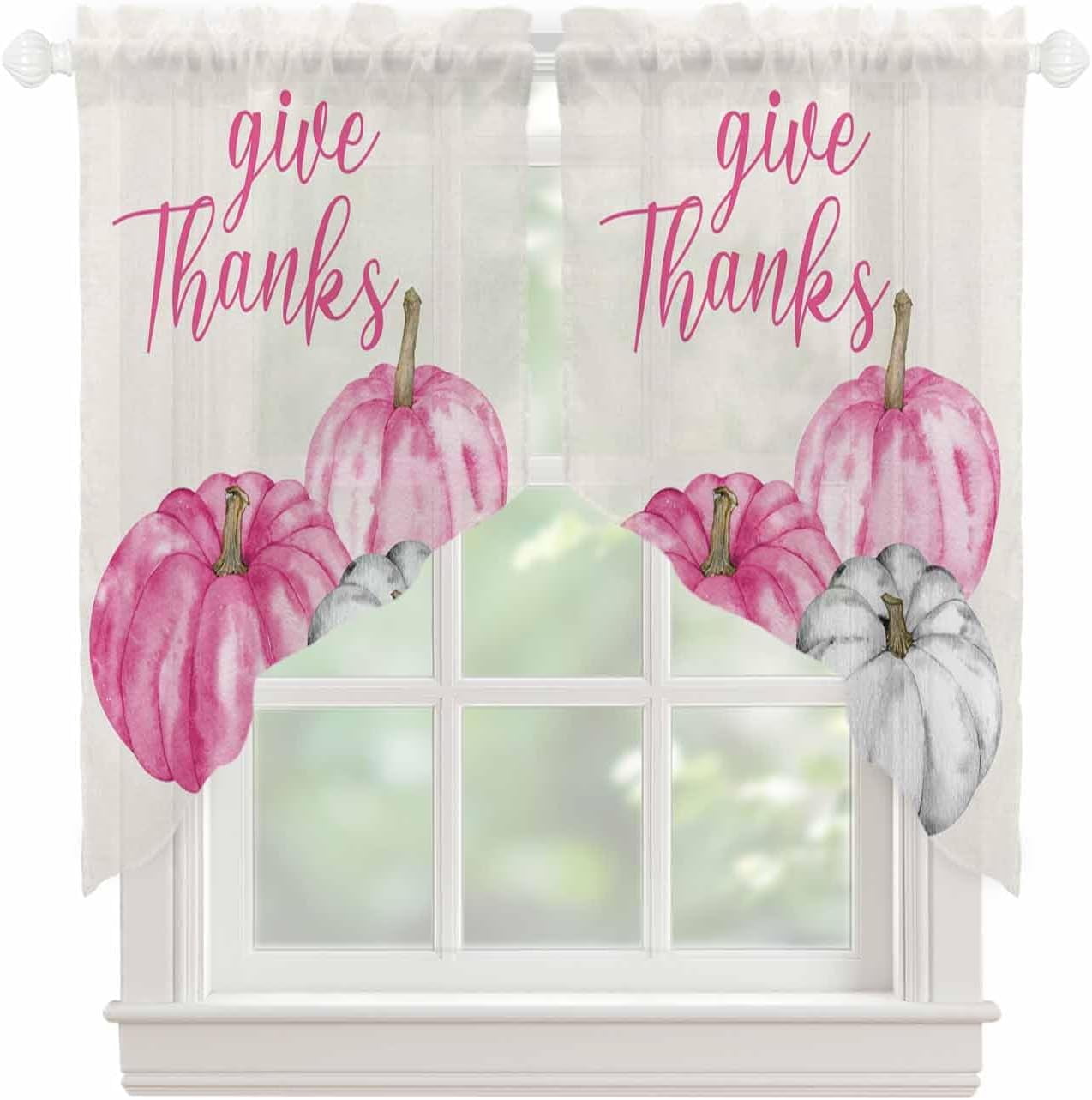 Valances for Windows Hello Autumn Pumpkins Fall Floral Thanksgiving ...