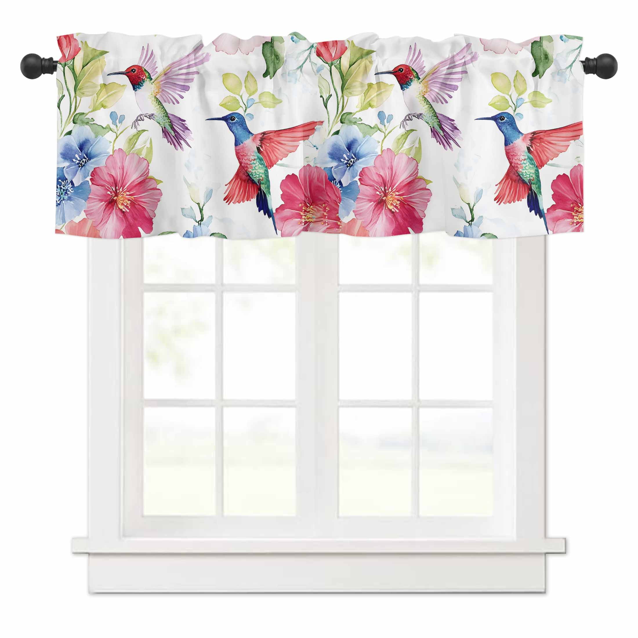Valances for Windows Hummingbird Window Valances Rod Pocket Watercolor ...