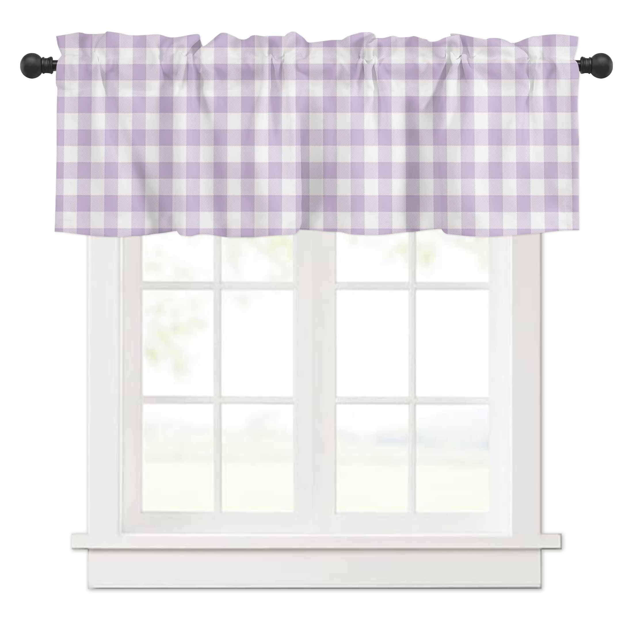 Valances for Windows Lavender Buffalo Check Plaid Window Valances Rod ...