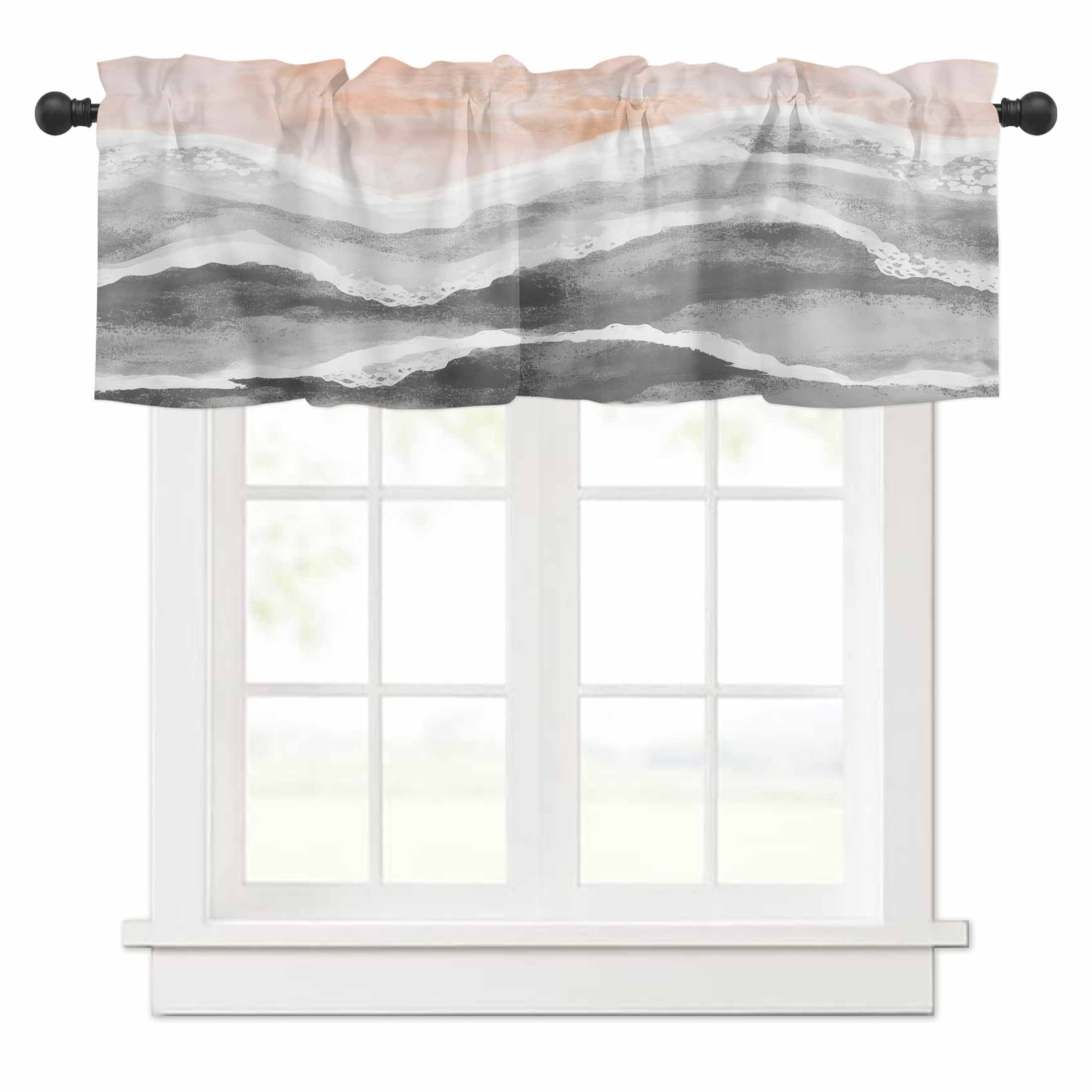 Valances for Windows Light Grey Ombre Summer Coastal Beach Ocean Waves ...