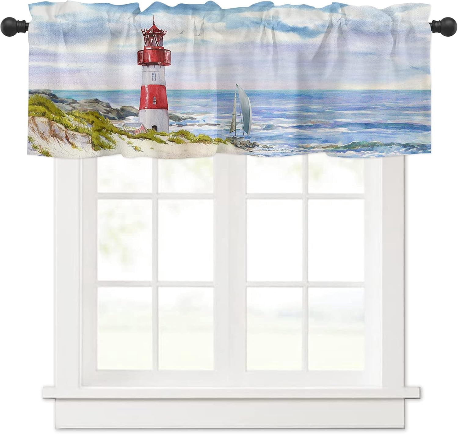 Valances for Windows, Lighthouse Rod Pocket Kitchen Curtains Valances ...