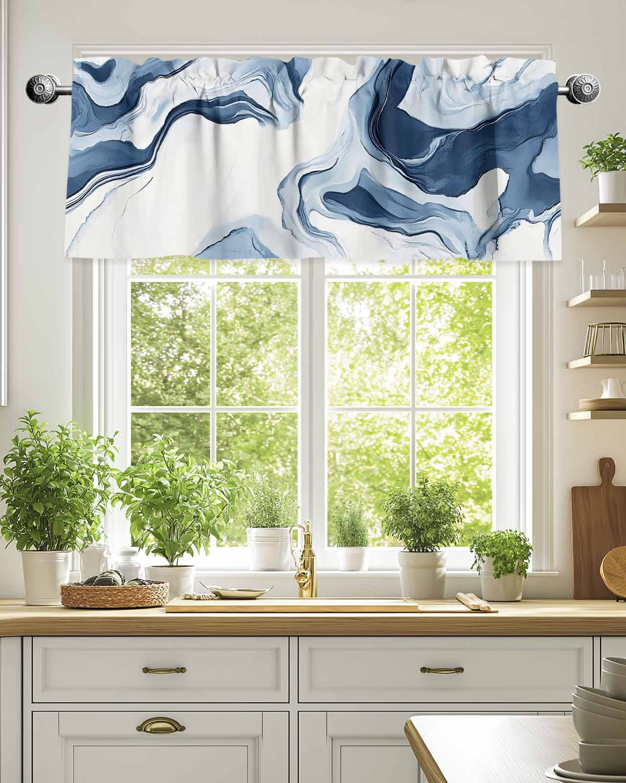 Valances for Windows Marble Modern Texture 4 Valance Rod Pocket Window ...