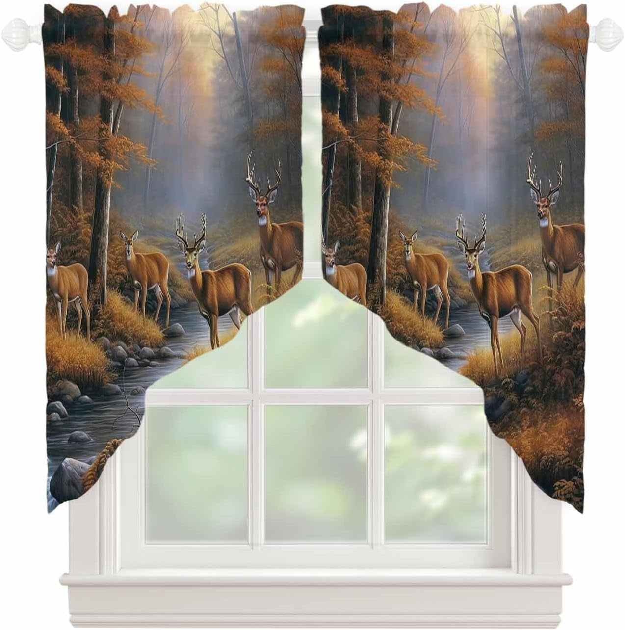 Valances for Windows Minimalist Brown Check Plaid Farmhouse Farm Theme ...