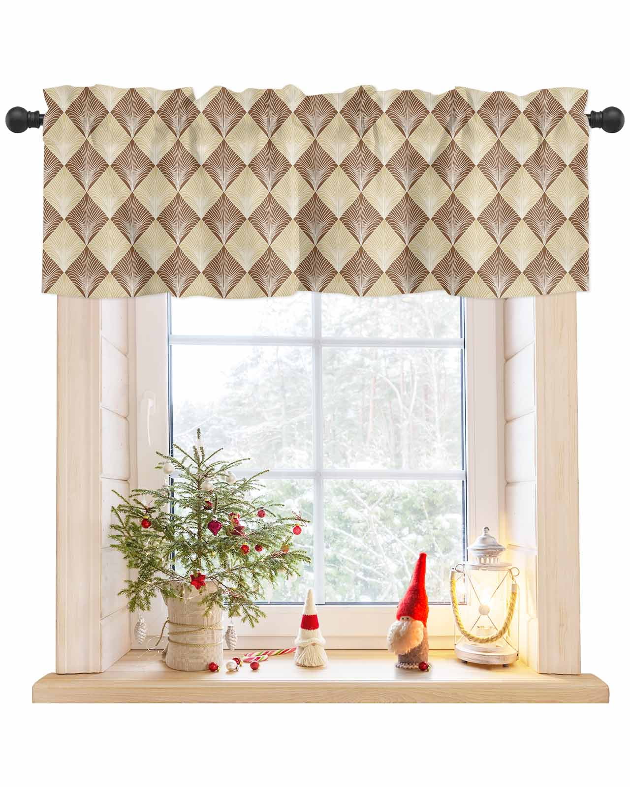 Valances for Windows, Modern Abstract Geometric Gold Vintage Feather ...