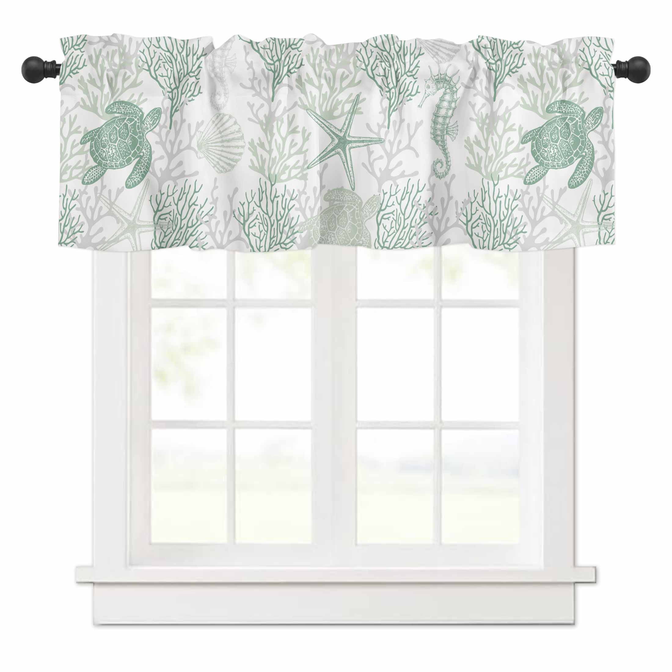 Valances for Windows Ocean Marine Life Sea Turtle Window Valances Rod ...