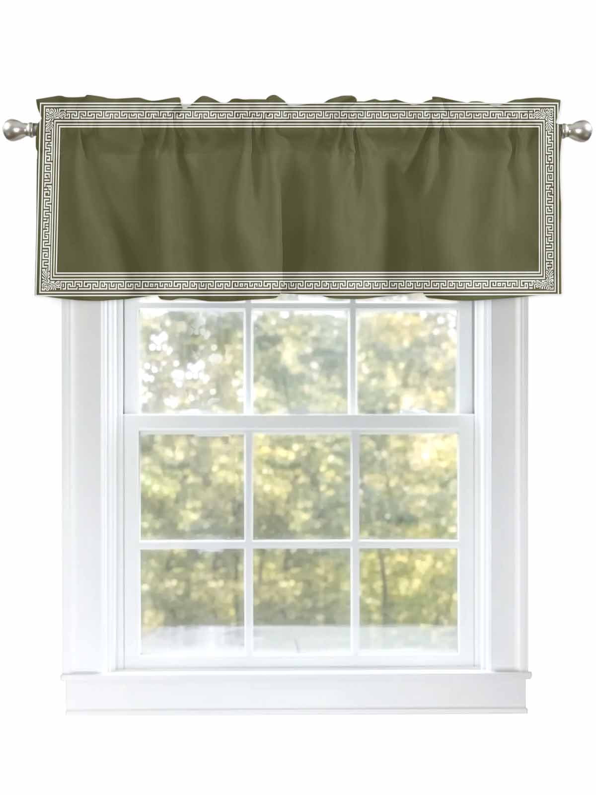 Valances for Windows Olive Green Abstract Art Rod Pocket Cafe Window ...