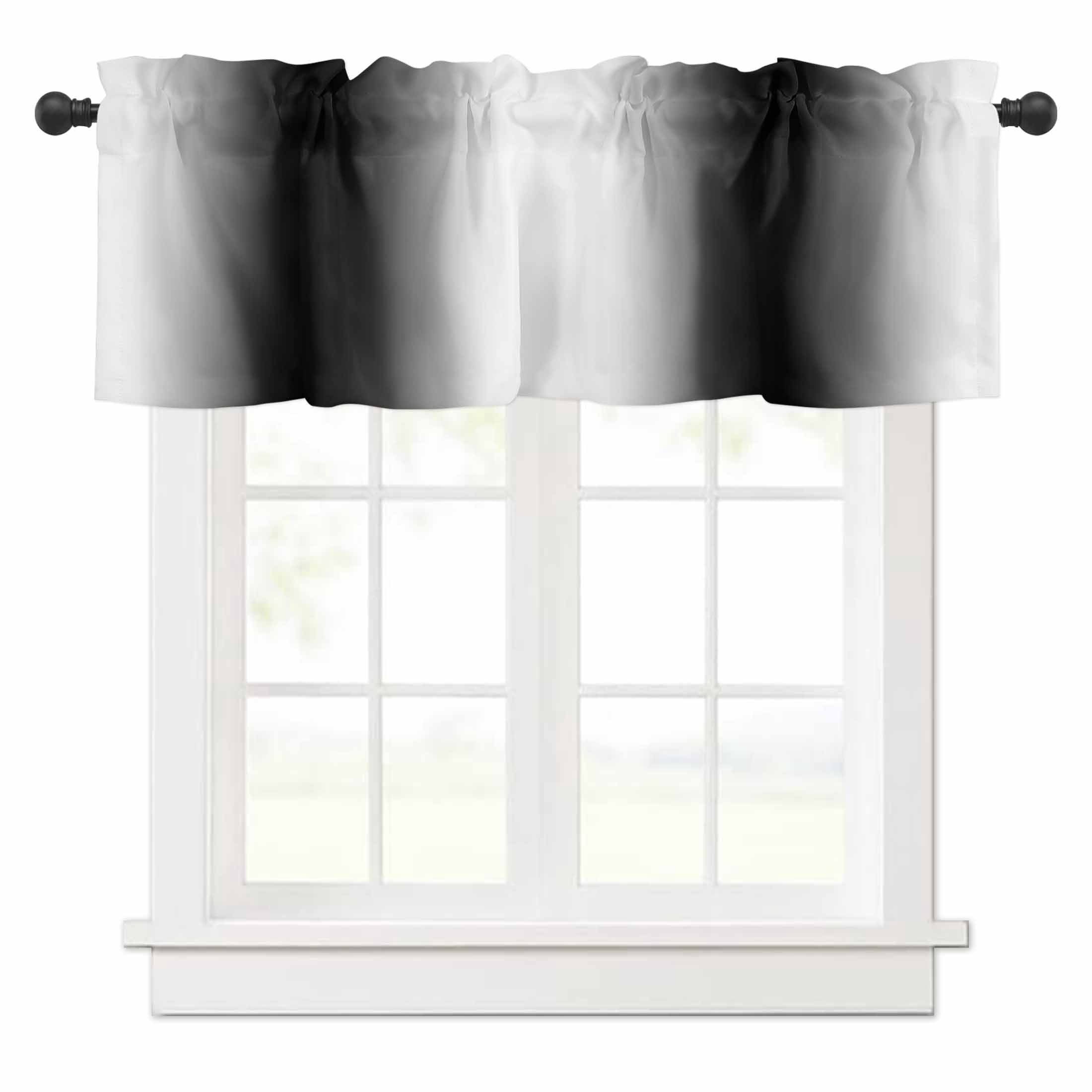 Valances for Windows Ombre Black Window Valances Rod Pocket White ...