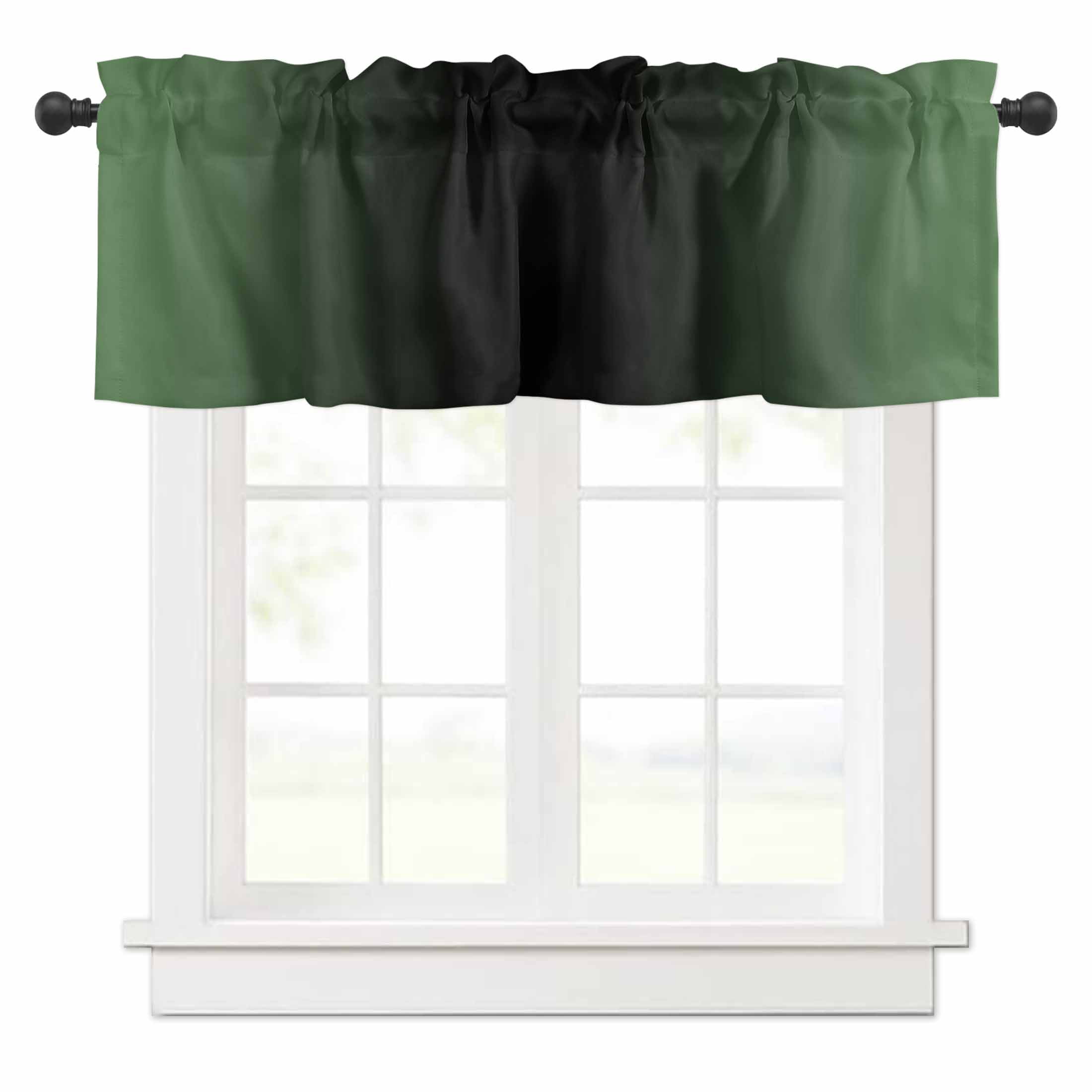Valances for Windows Ombre Dark Green Black Window Valances Rod Pocket ...