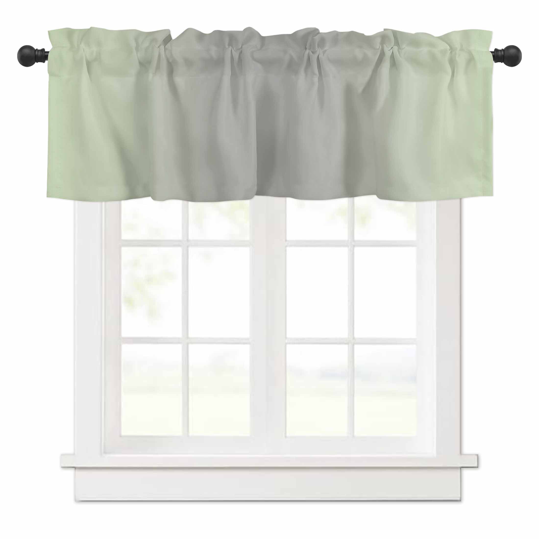 Valances for Windows Ombre Light Green Gray Window Valances Rod Pocket ...