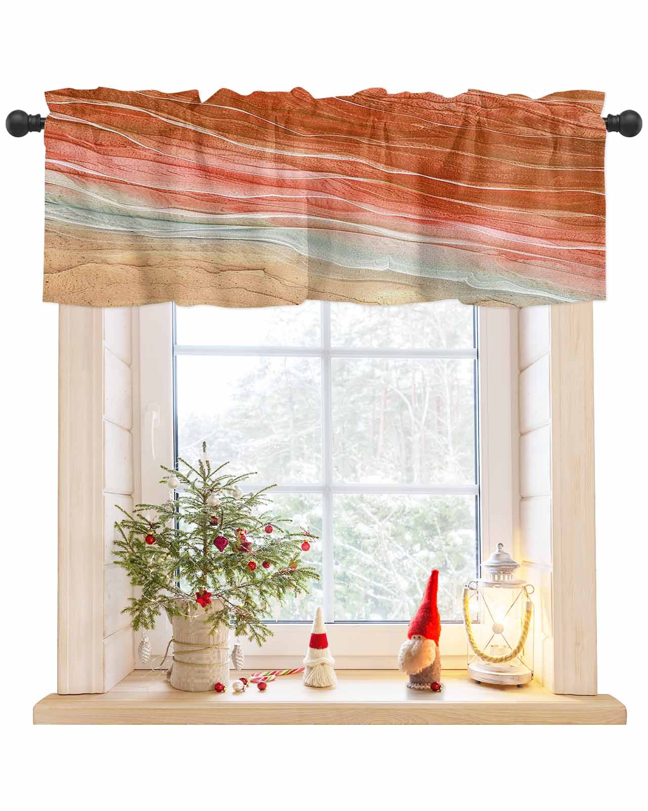 Valances for Windows, Orange Gradient Seaside Ocean Wave Ombre Rod ...