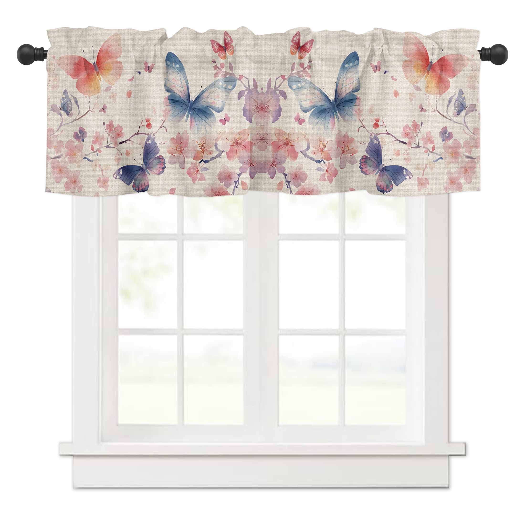 Valances for Windows Pink Flowers Window Valances Rod Pocket Red Blue ...