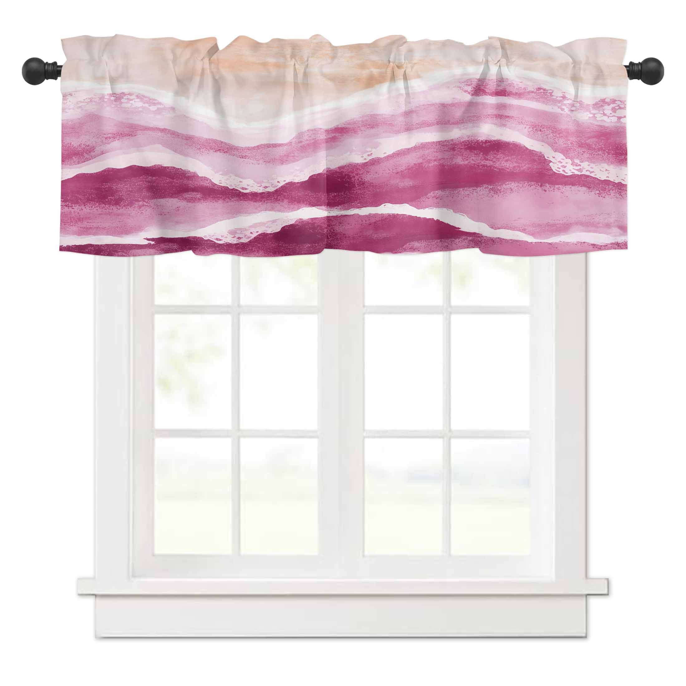 Valances for Windows Pink Ombre Summer Coastal Beach Ocean Waves ...