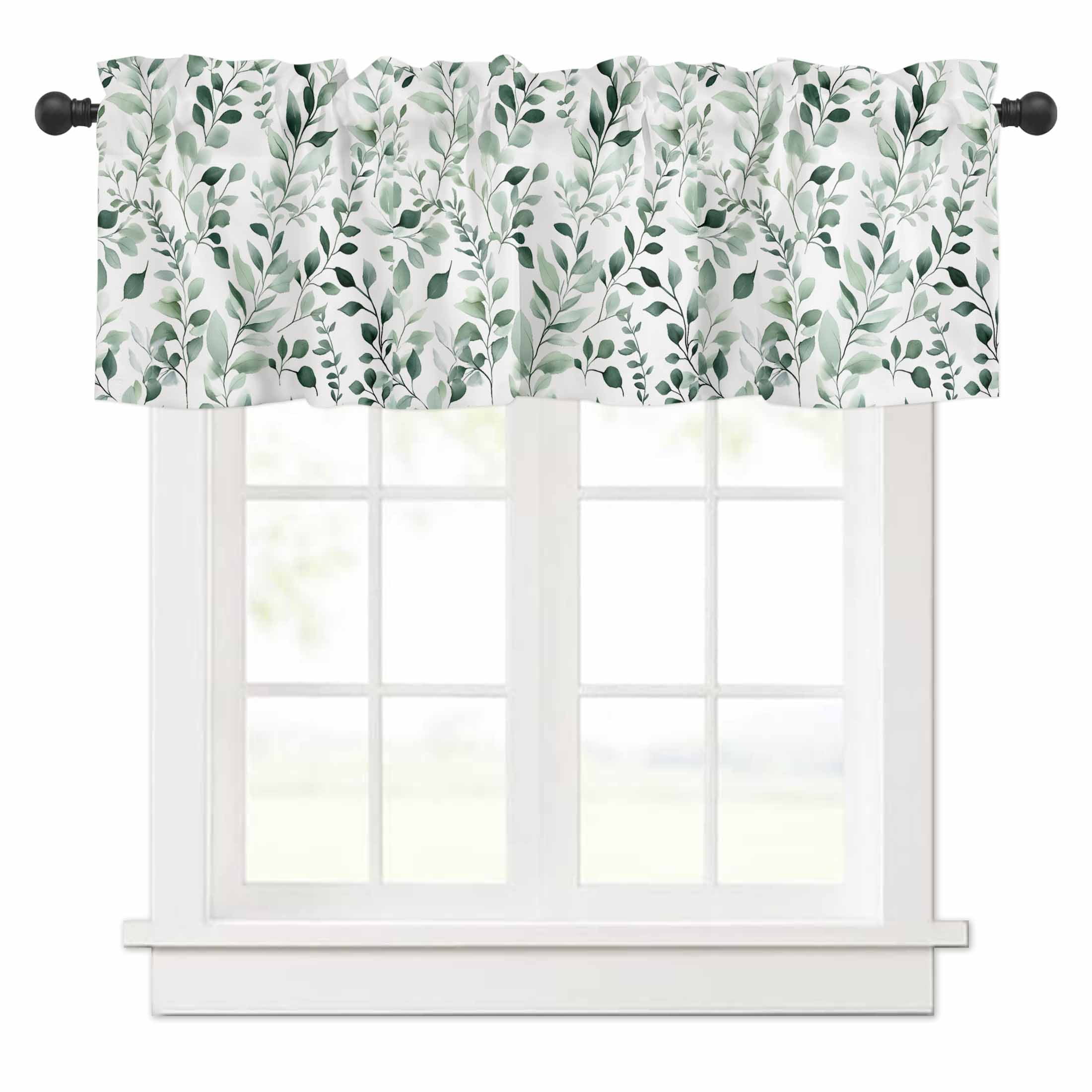 Valances for Windows Plant Green Watercolor Eucalyptus Leaf Farm ...